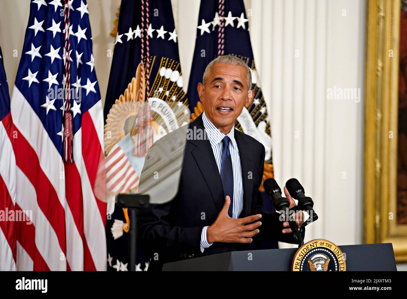 Former United States President Barack Obama speaks during a ceremony ...