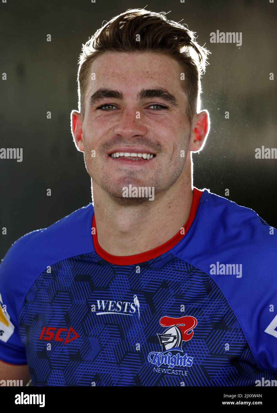 Connor Watson of the Knights poses for a photograph after training at ...
