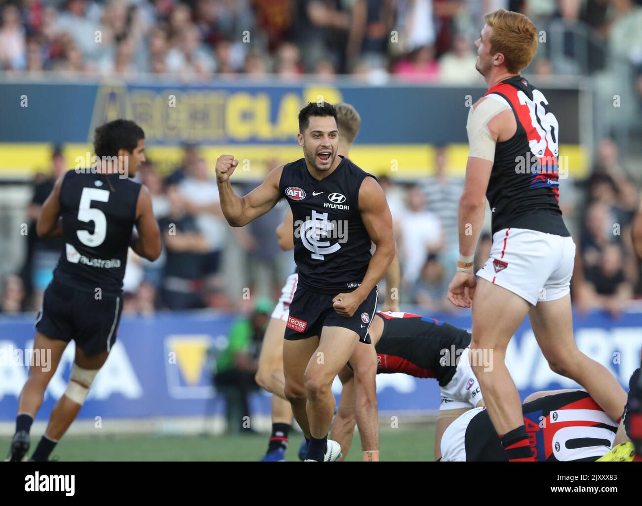 Michael Gibbons scores for Carlton during the AFL JLT Community Series ...
