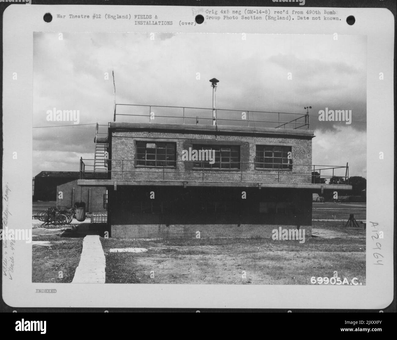 Flight Control Tower Of The 490Th Bomb Group At An Airbase In England ...