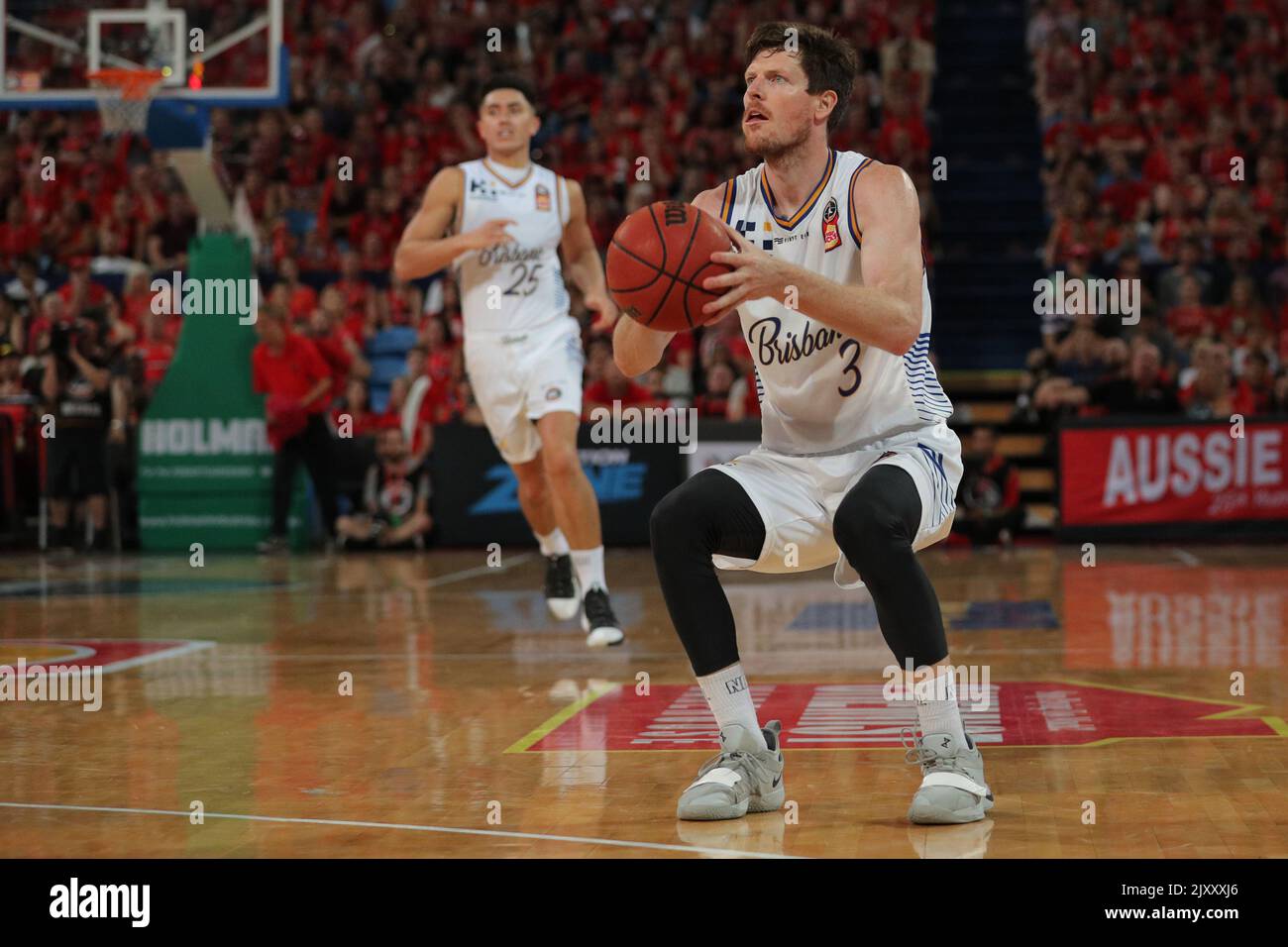 Cameron Gliddon of the Bullets prepares to shoot during the NBL semi ...