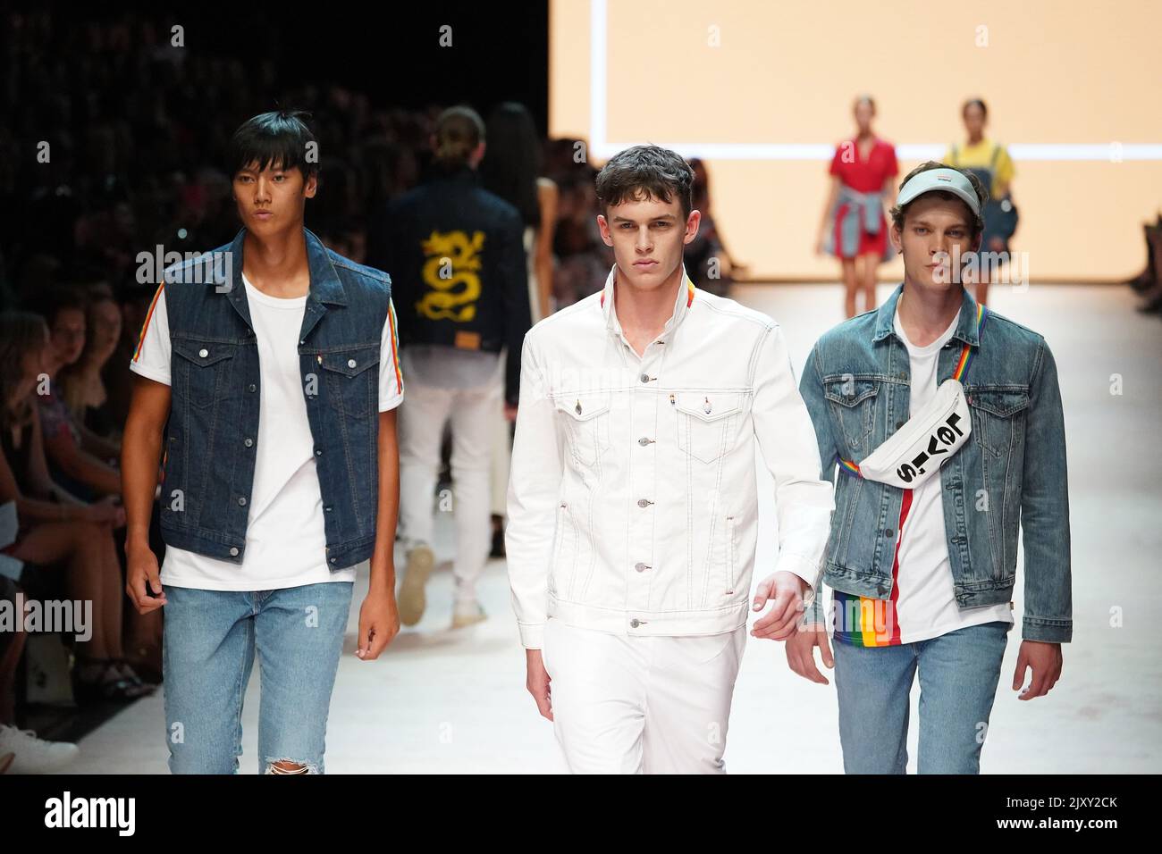 Models wearing Levi Strauss walk the runway during Gala Runway 1 as ...