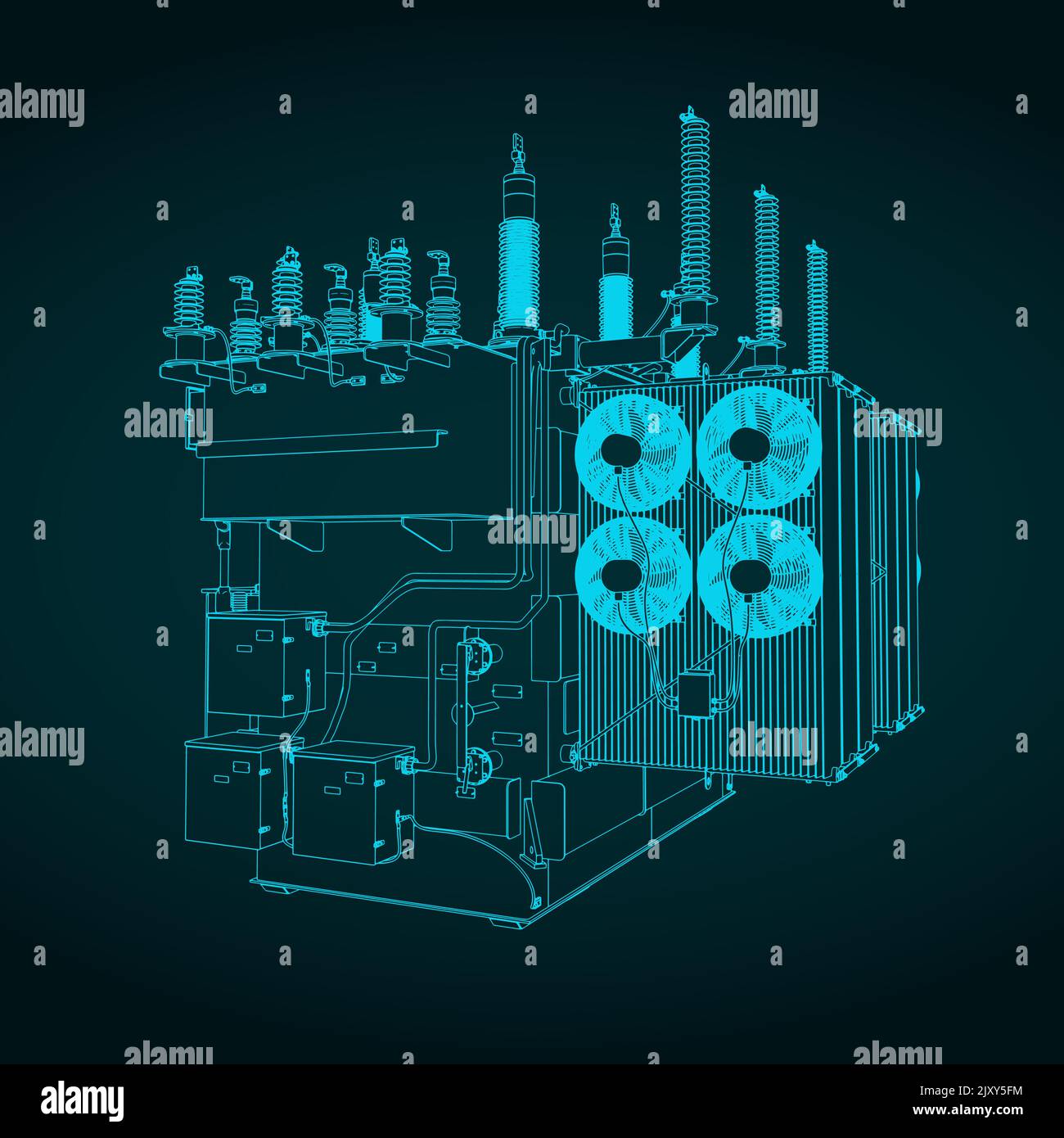 Stylized vector illustration of drawings of power transformer Stock ...