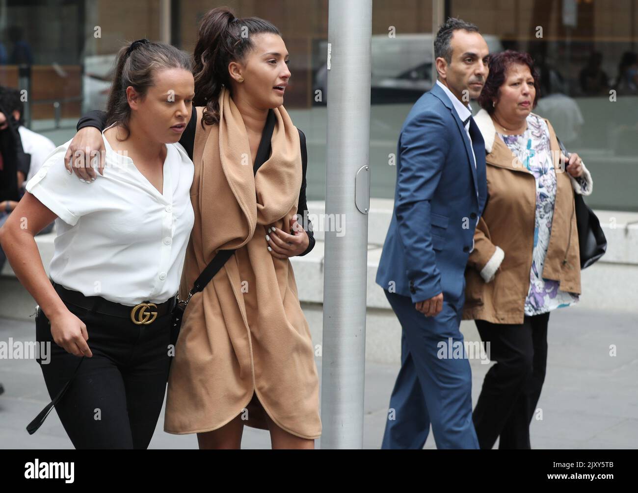 Family members of Comancheros bikie Robert Ale leave the County court ...