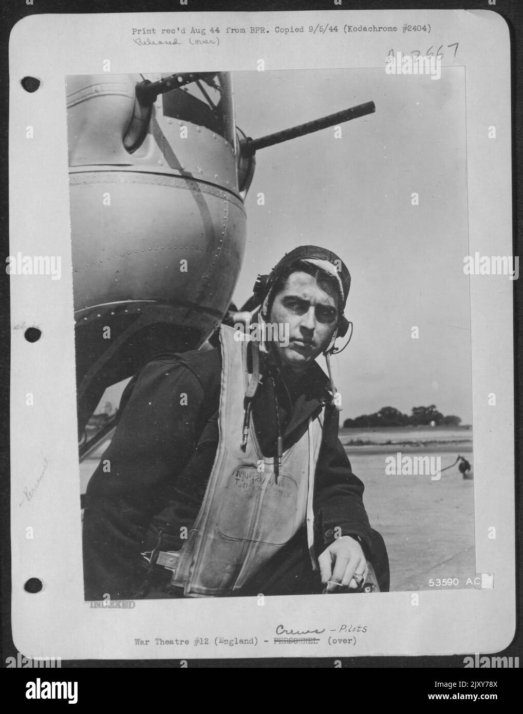 ENGLAND-Lt. Lawrence P. Riessen, co-pilot, Miami Beach, Fla., looks ...