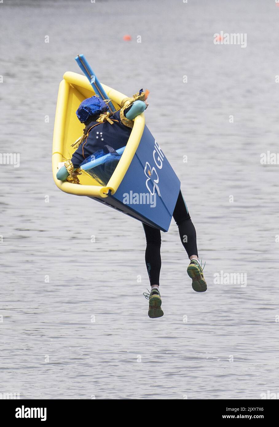 Emily Clapperton competes in the Moomba Festival Birdman Rally ...