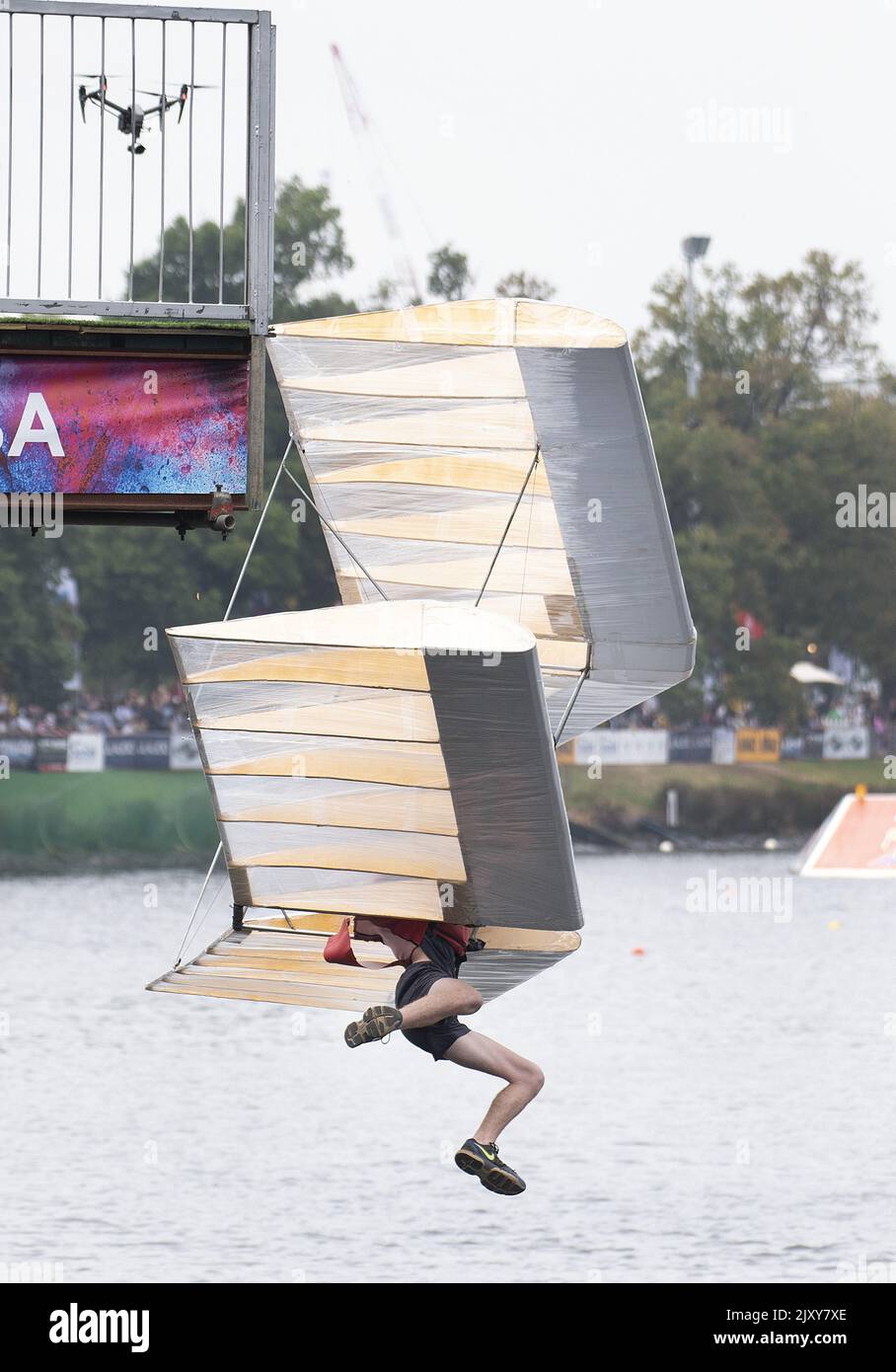 Jessie Magill competes in the Moomba Festival Birdman Rally, Melbourne ...