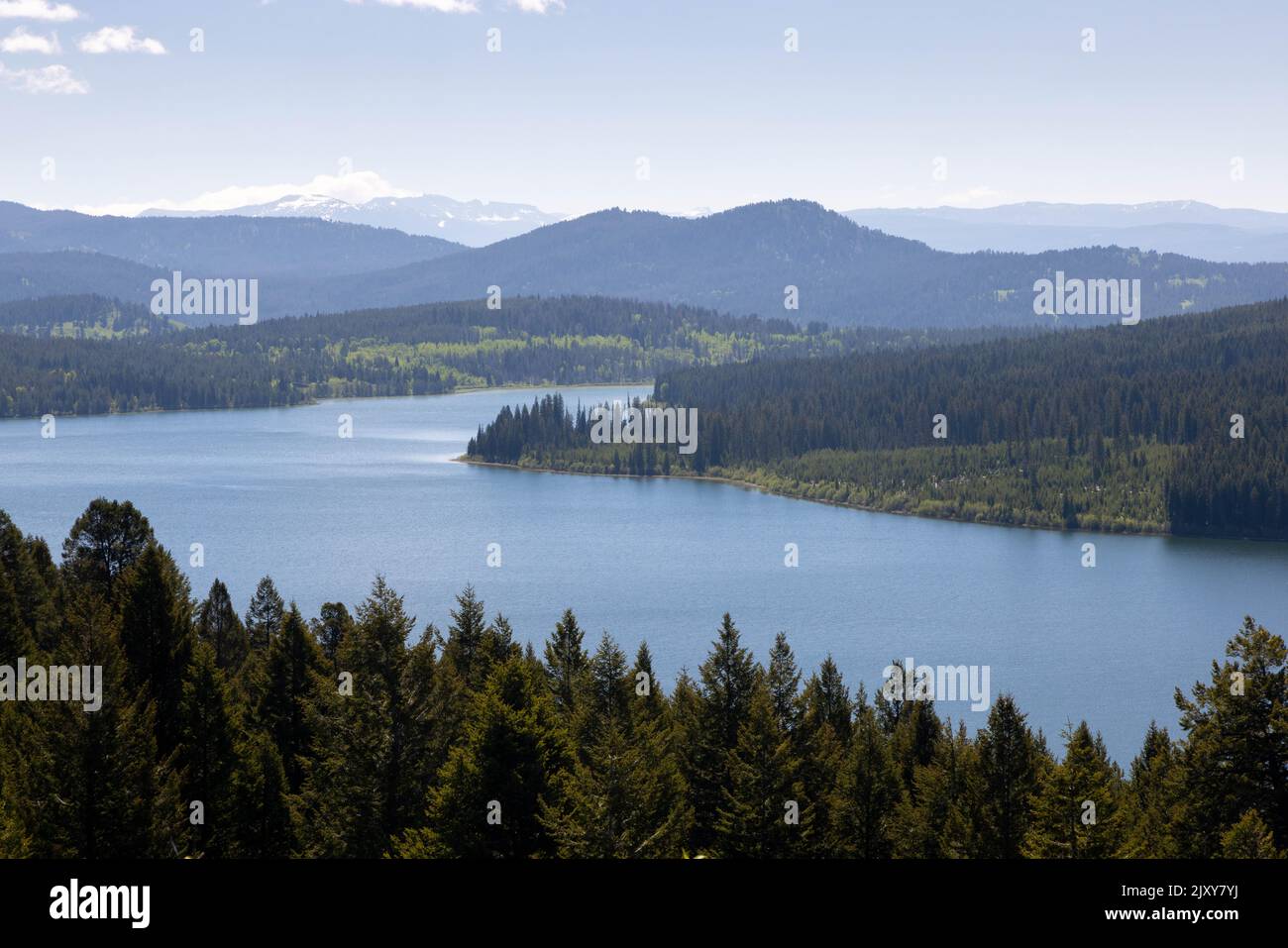 Emma Matilda Lake wrapping around a large bend below the Absaroka ...