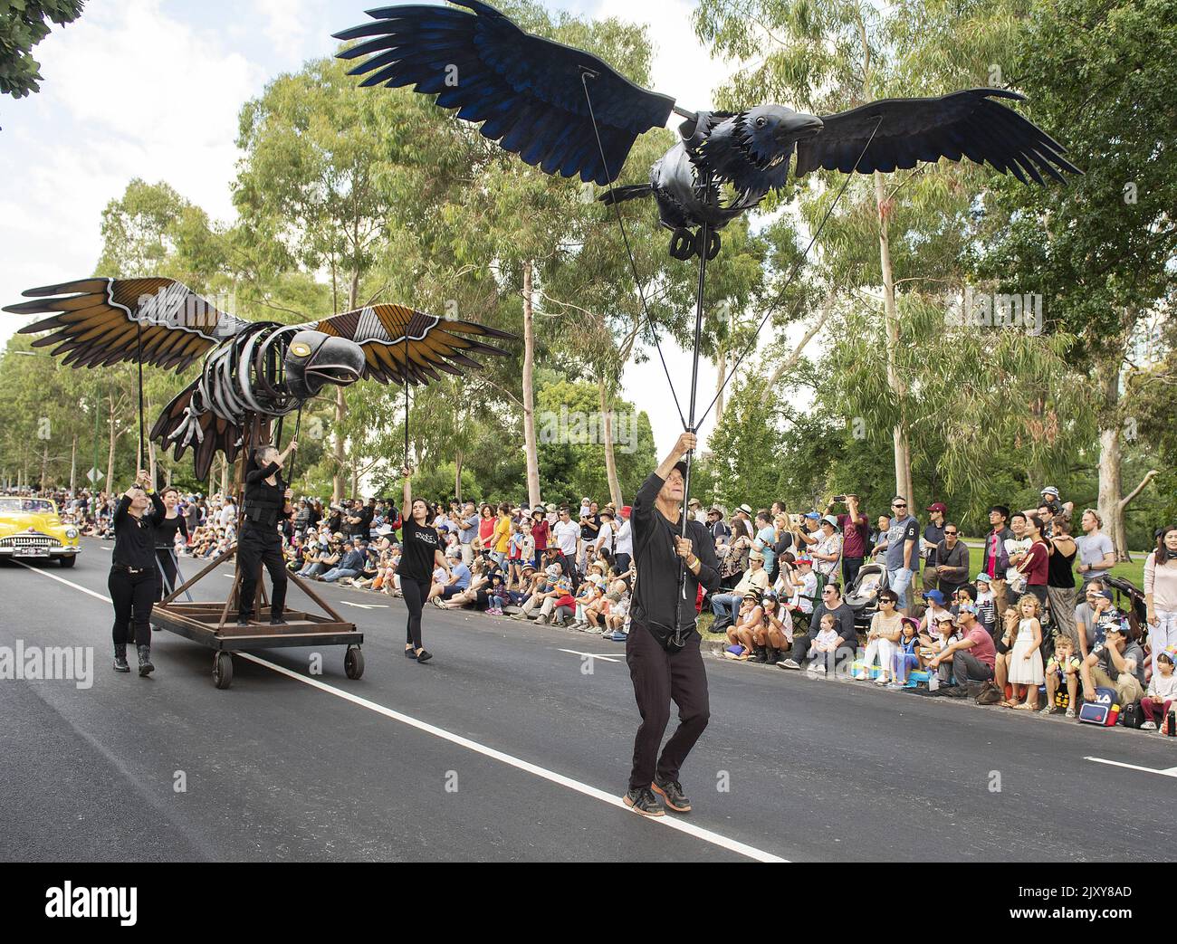 Participants are seen taking part in the Moomba parade in Melbourne ...