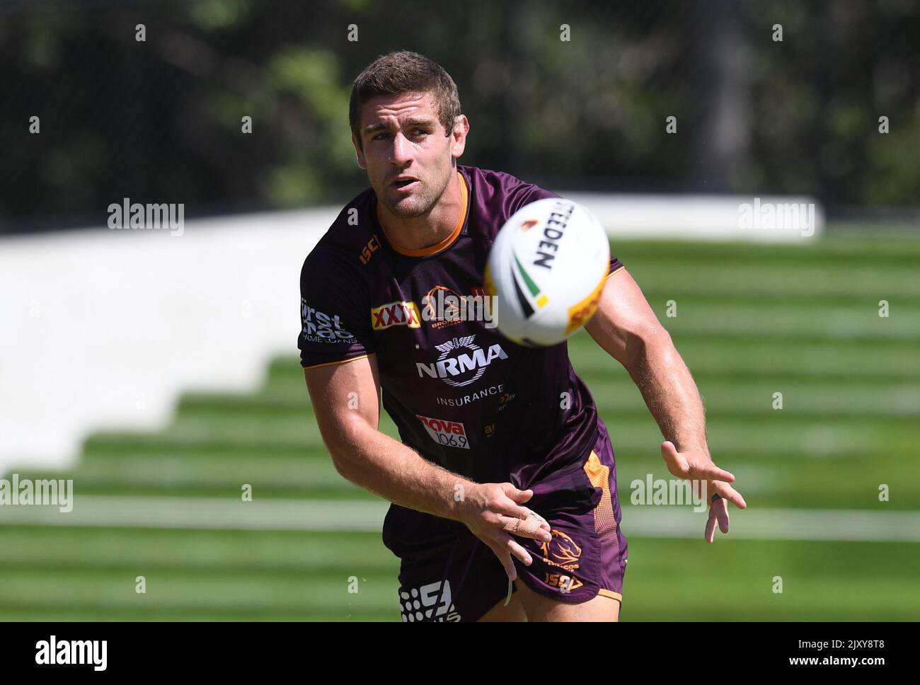 Brisbane Broncos player Andrew McCullough is seen during training in ...