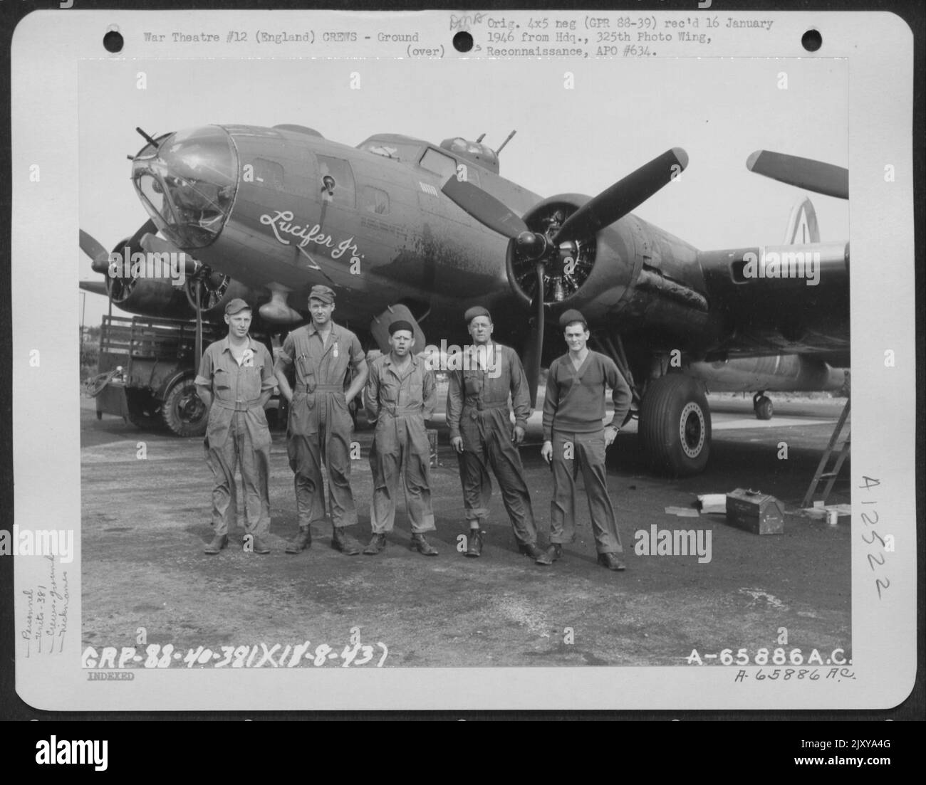 M/Sgt. Gerberding And Crew Of The 381St Bomb Group In Front Of A Boeing ...