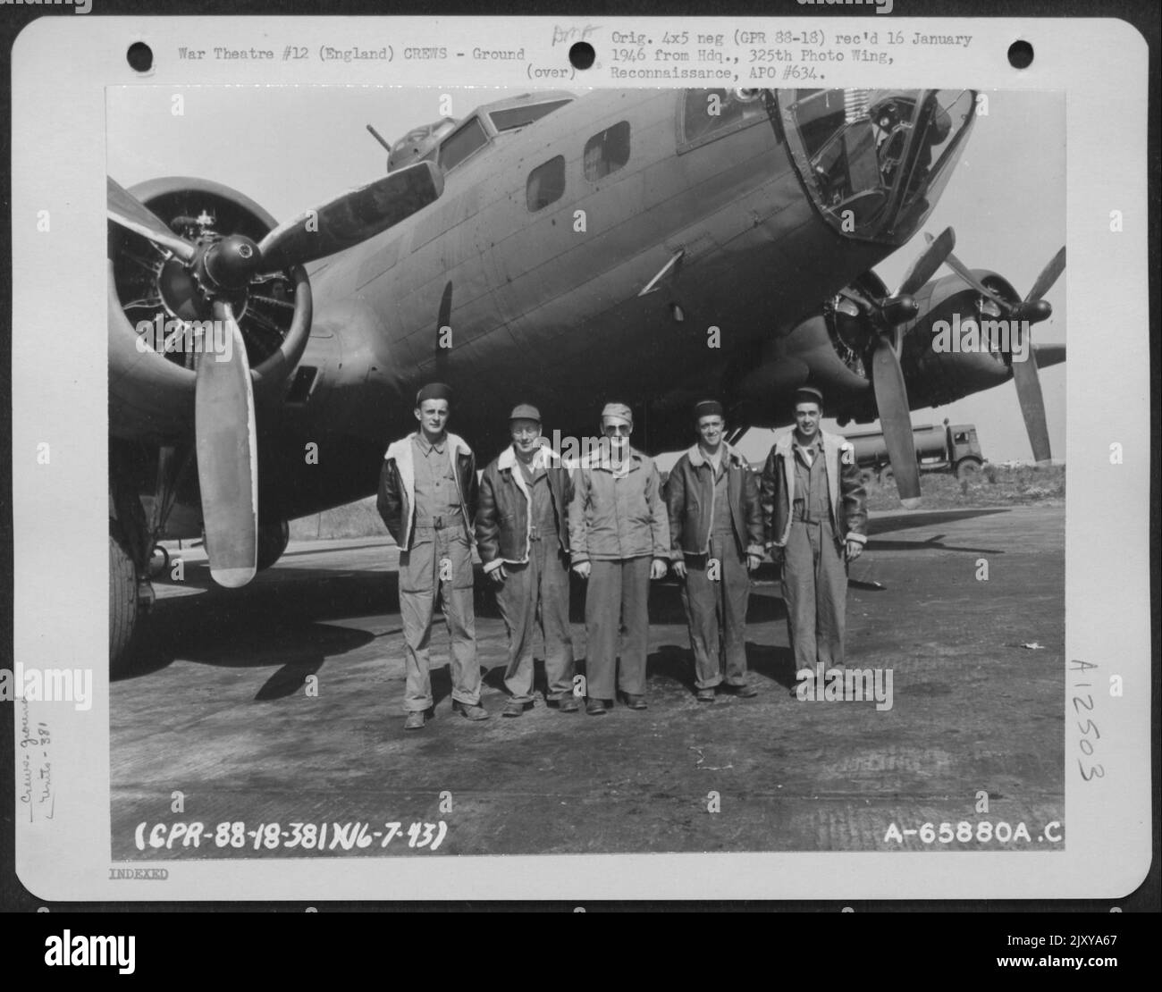 Ground Crew Of The 381St Bomb Group In Front Of A Boeing B-17 "Flying ...