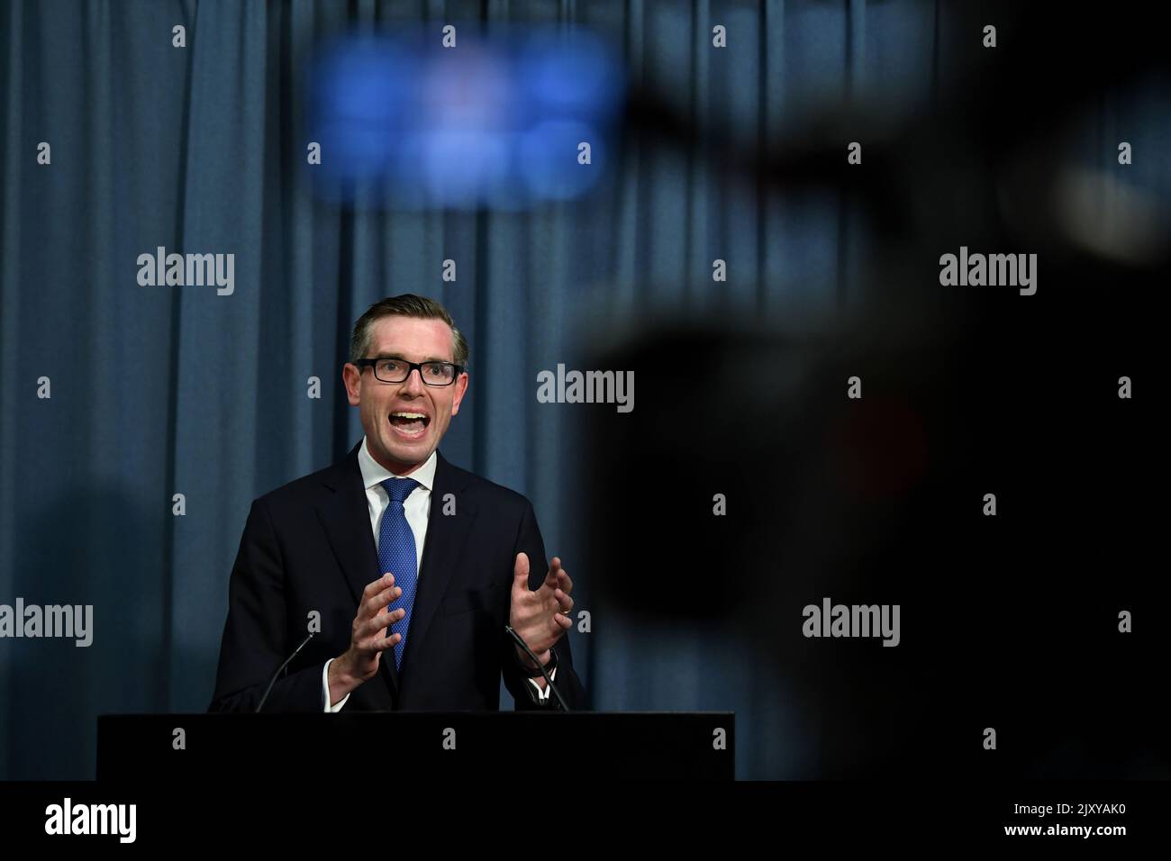 NSW Treasurer Dominic Perrottet speaks to the media during a press ...