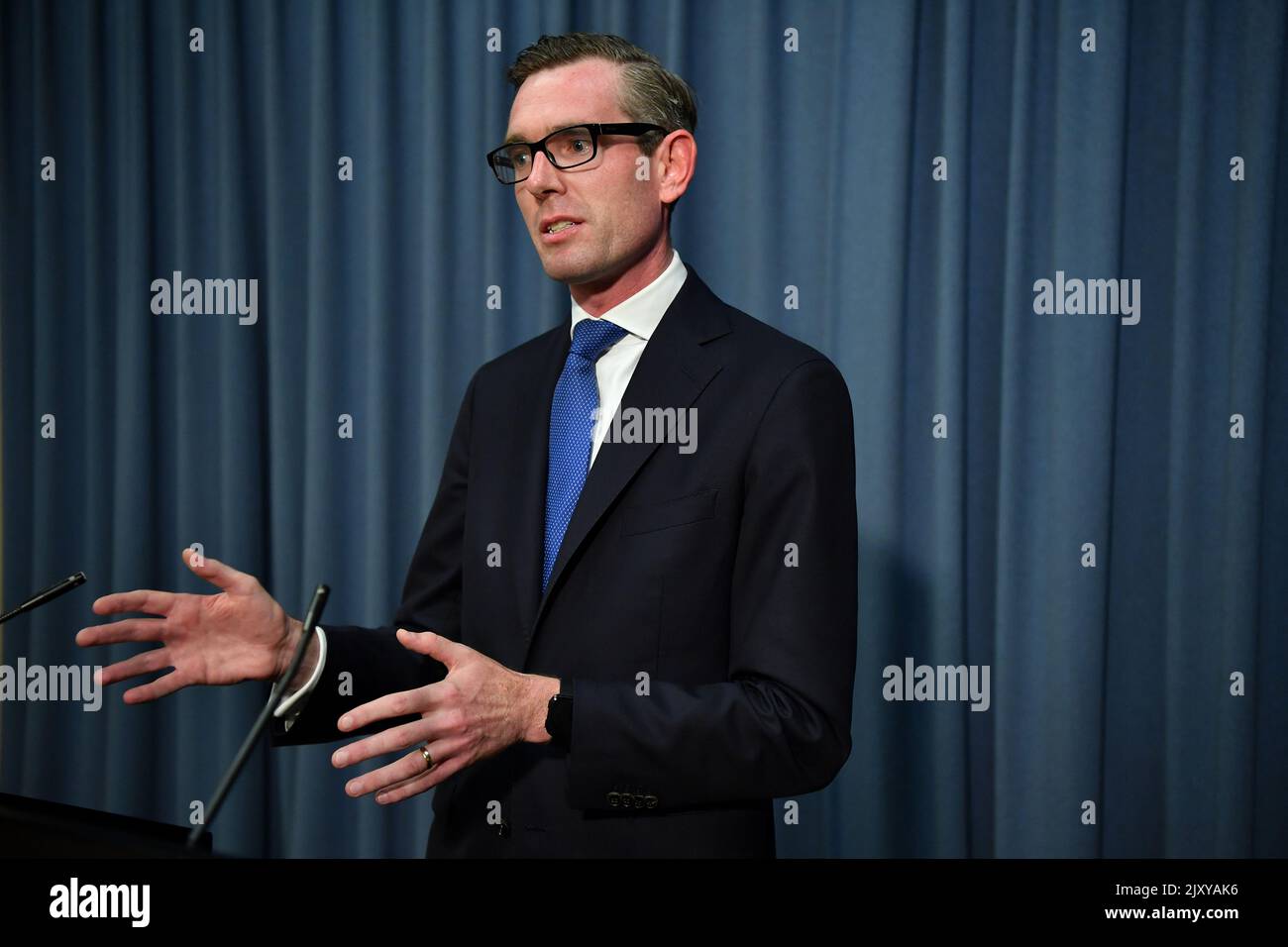 NSW Treasurer Dominic Perrottet speaks to the media during a press ...