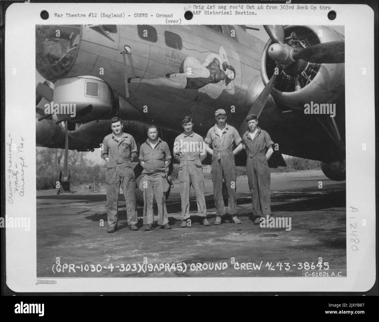Ground Crew Of The 359Th Bomb Squadron, 303Rd Bomb Group, Pose Beside A ...