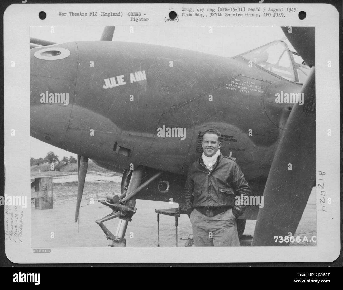 Lt. H.E. Pape Of The 367Th Fighter Group, Poses Beside His Lockheed P ...