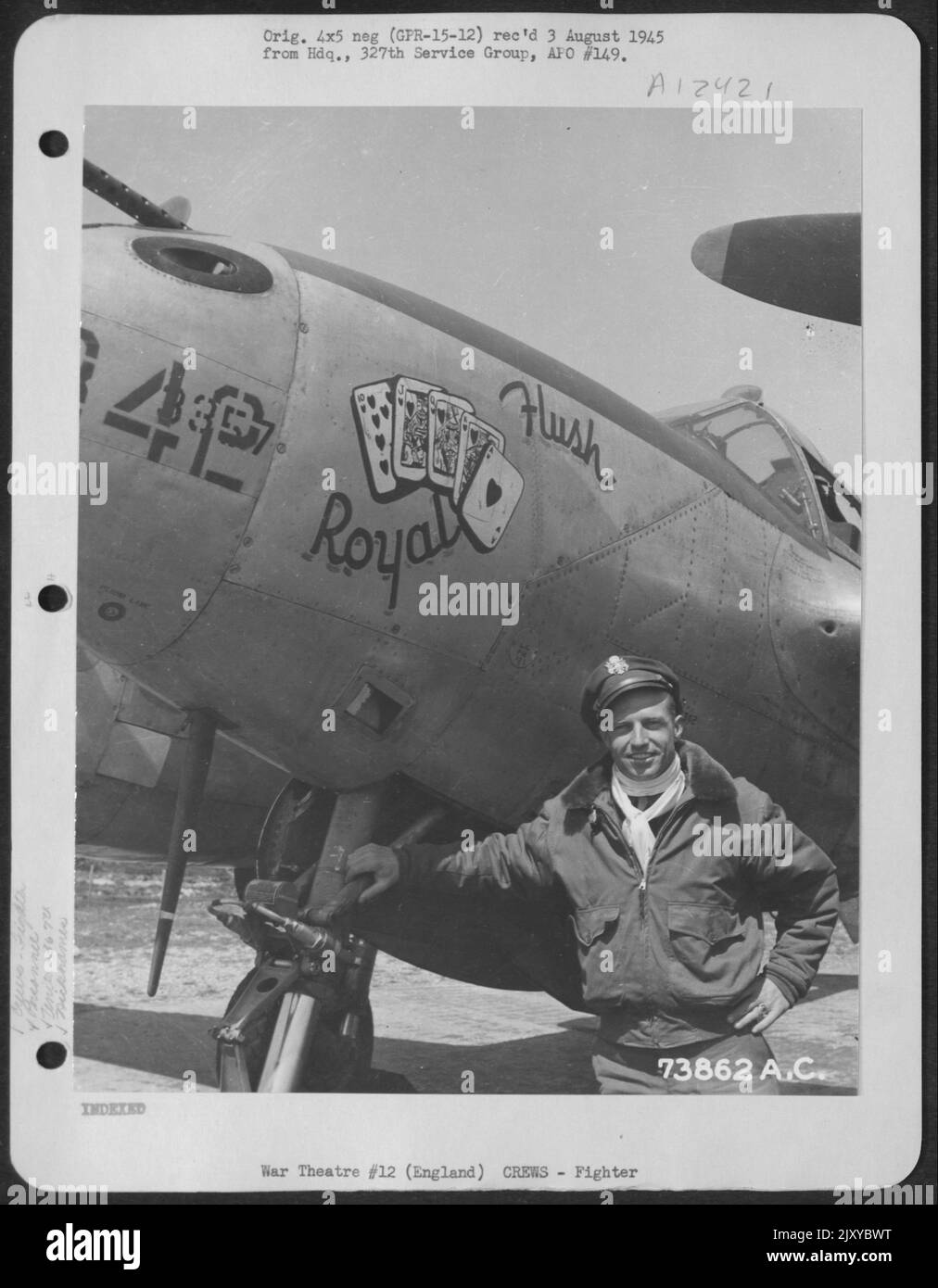 Lt. Gillespie Of The 367Th Fighter Group Poses Beside His Lockheed P-38 ...