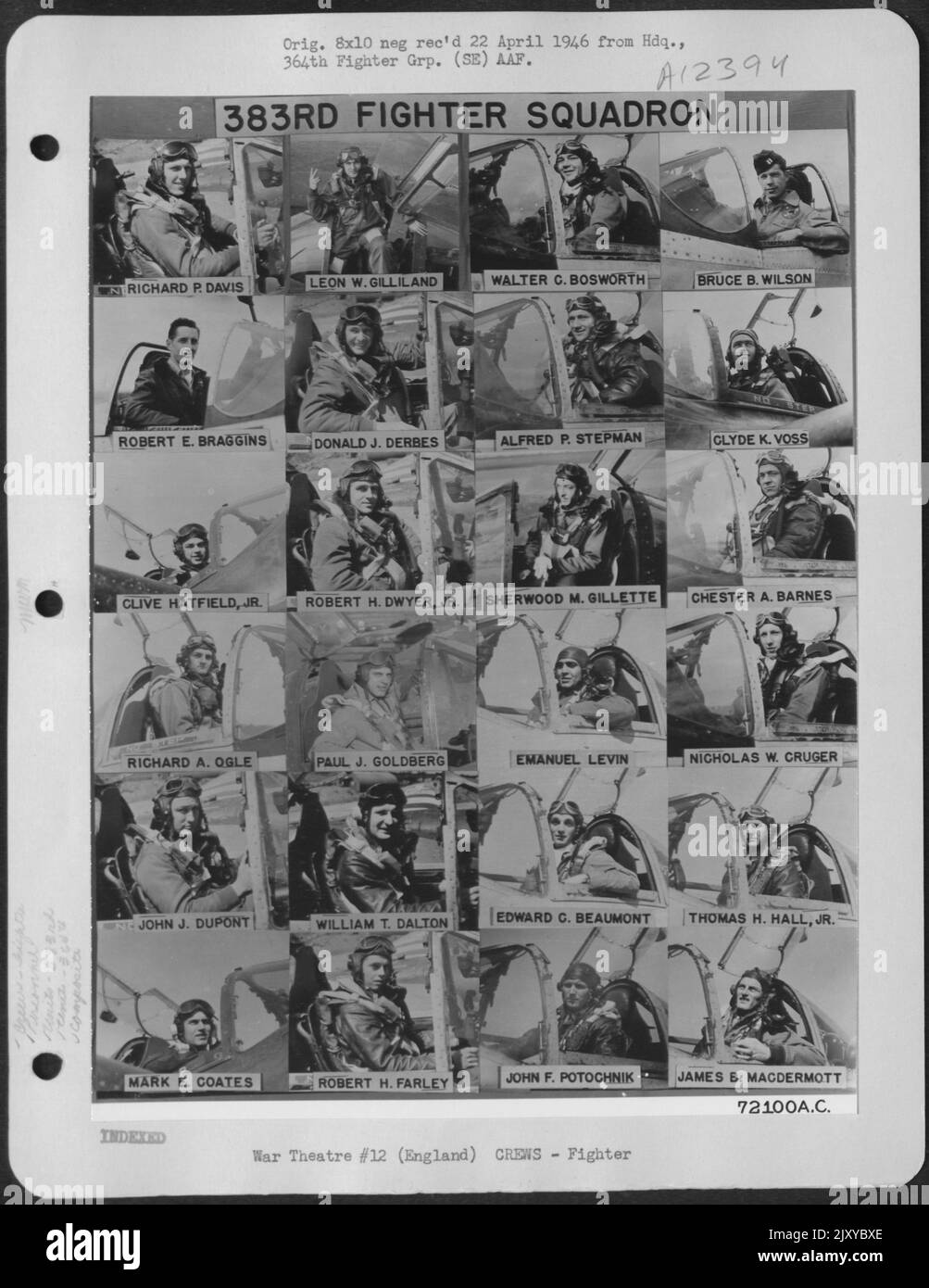 Composite Of Pilots Of The 383Rd Fighter Squadron, 364Th Fighter Group ...