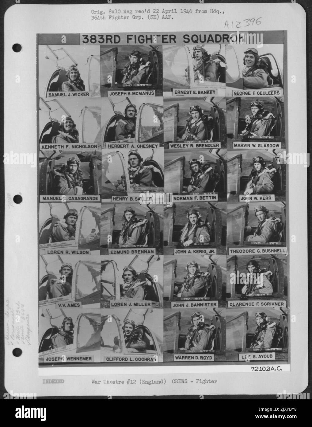 Composite Of Pilots Of The 383Rd Fighter Squadron, 364Th Fighter Group ...