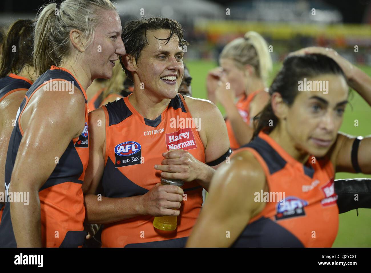 Courtney Gum (centre) of the Giants following the Round 7 AFLW match ...