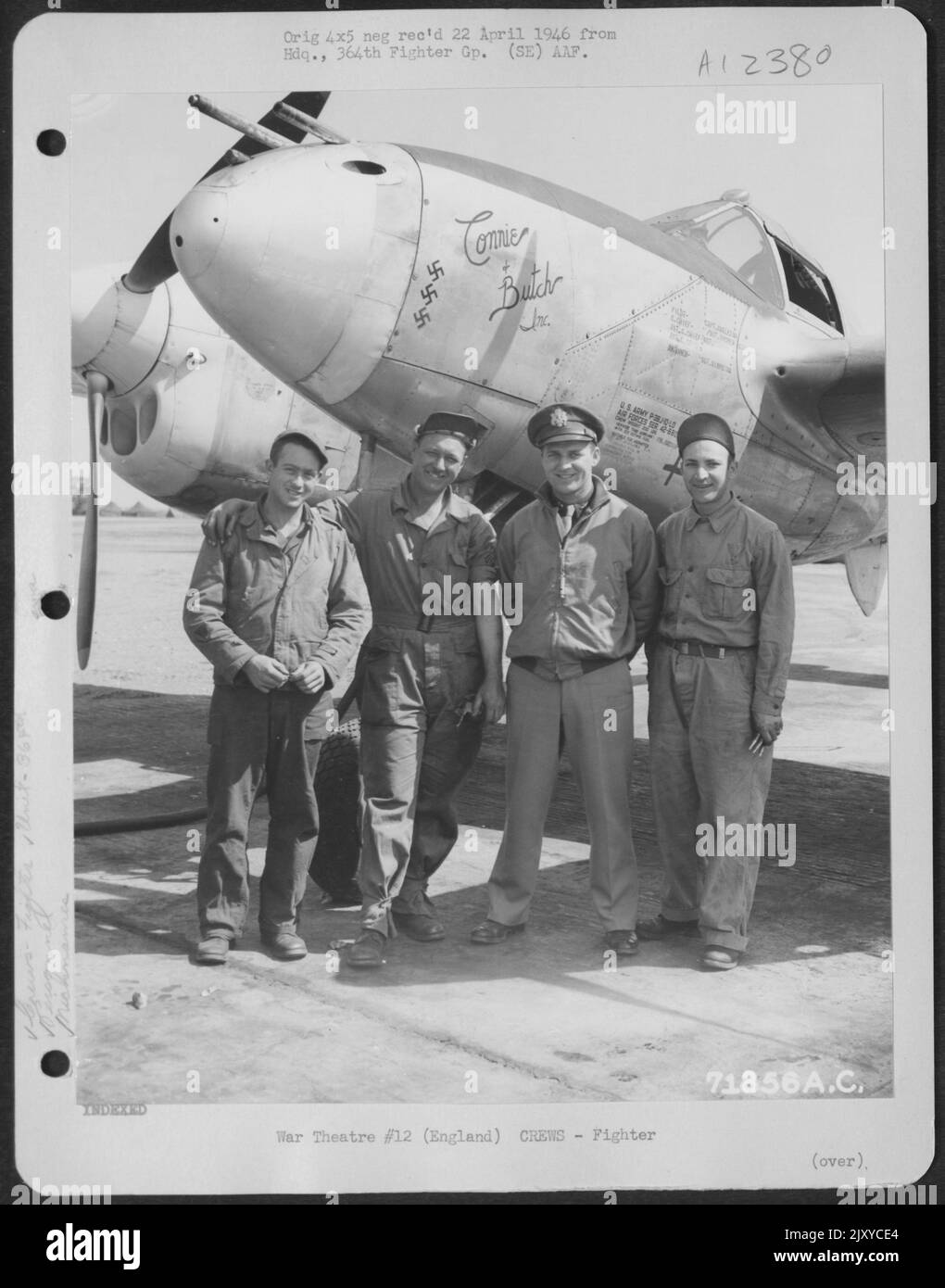Captain G.F. Ceuleers And Ground Crew Pose Beside The Lockheed P-38 ...