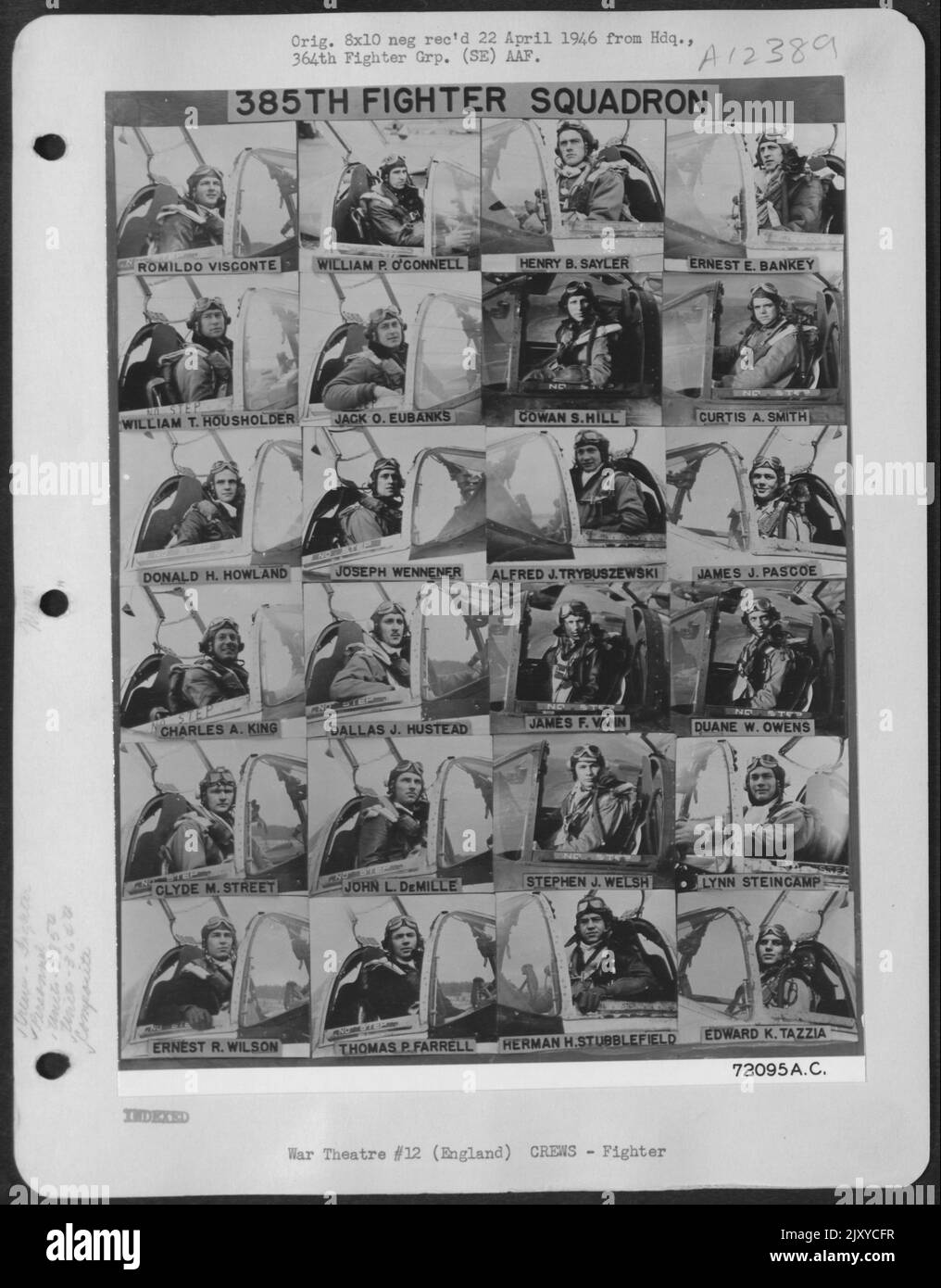 Composite Of Pilots Of The 385Th Fighter Squadron, 364Th Fighter Group ...