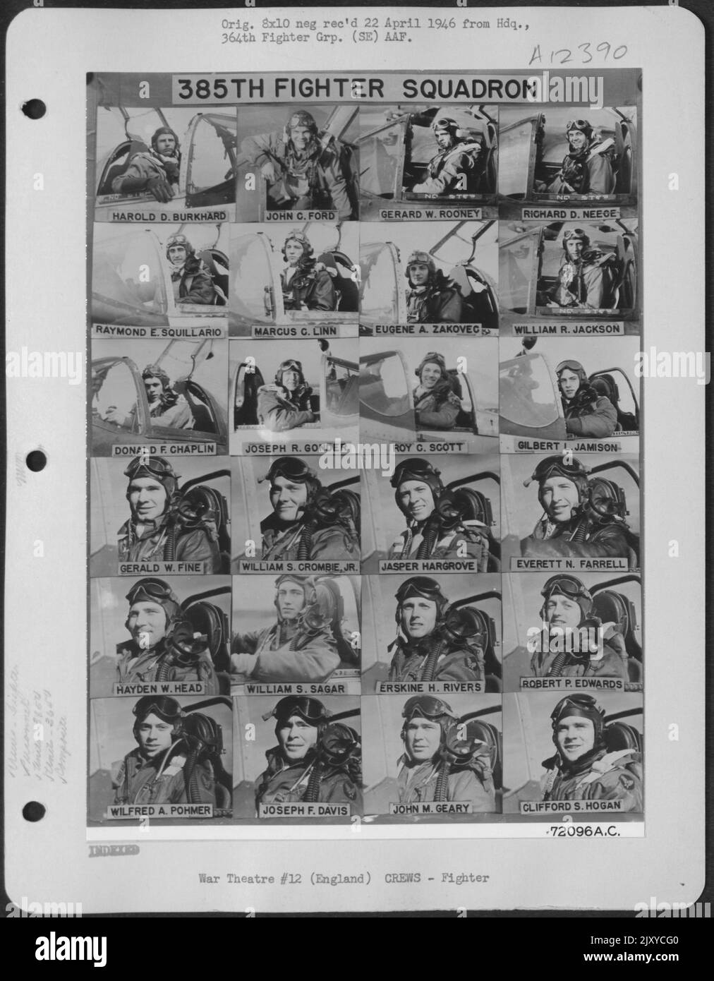 Composite Of Pilots Of The 385Th Fighter Squadron, 364Th Fighter Group ...
