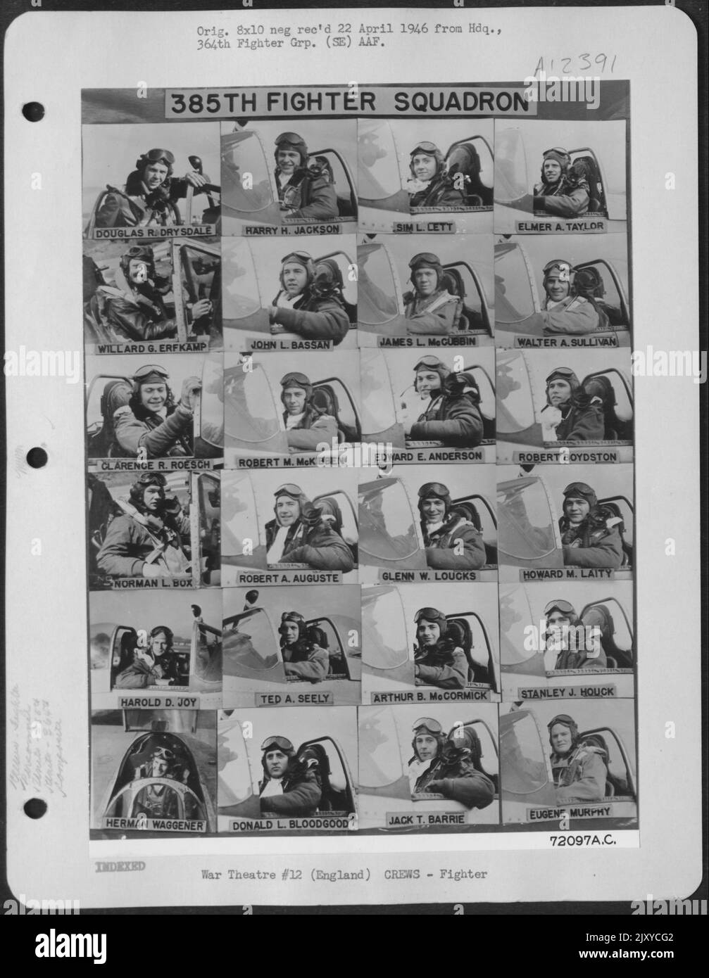 Composite Of Pilots Of The 385Th Fighter Squadron, 364Th Fighter Group ...
