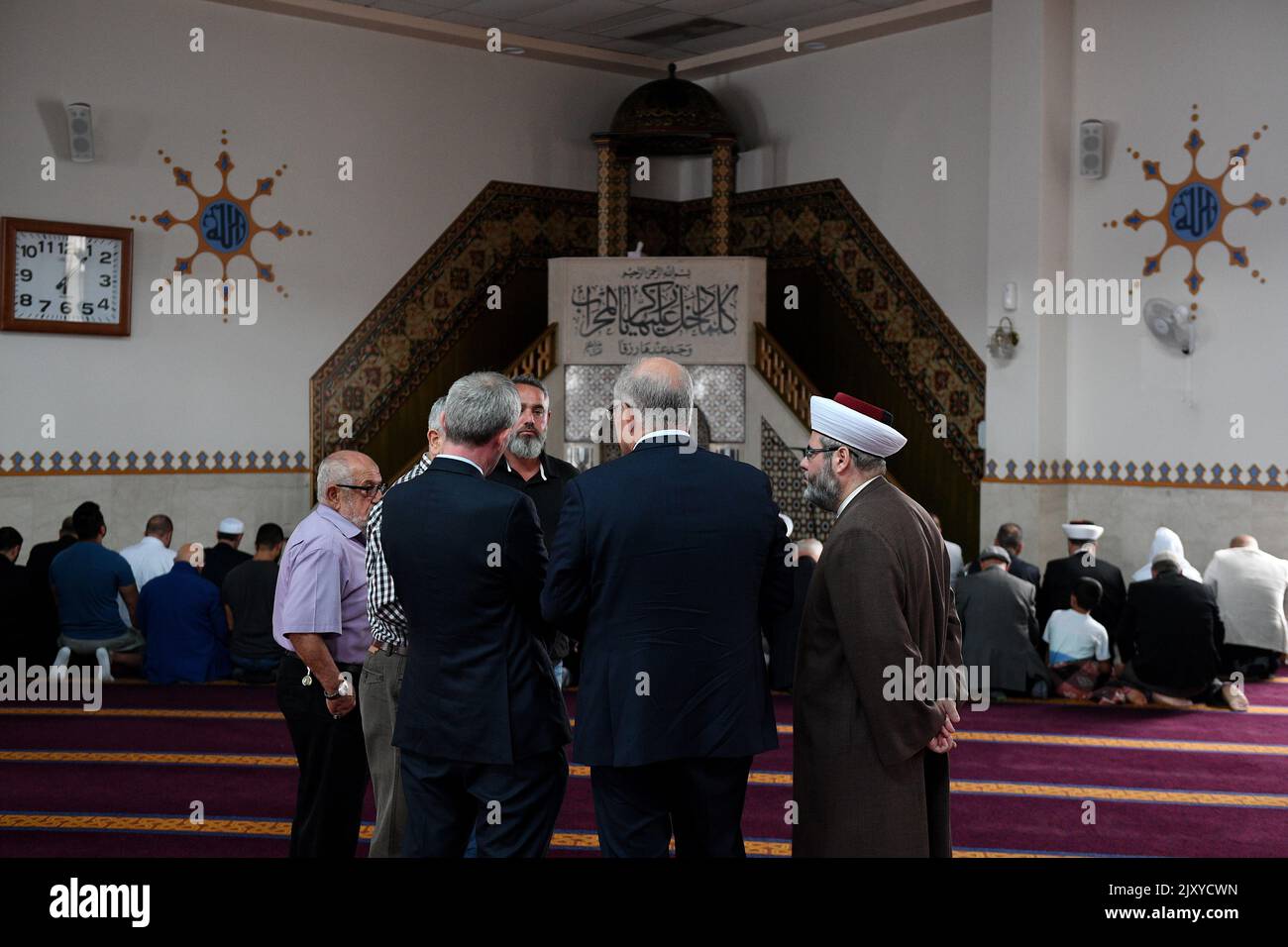 Prime Minister Scott Morrison along with Imam Shaykh Yahya Safi (right ...