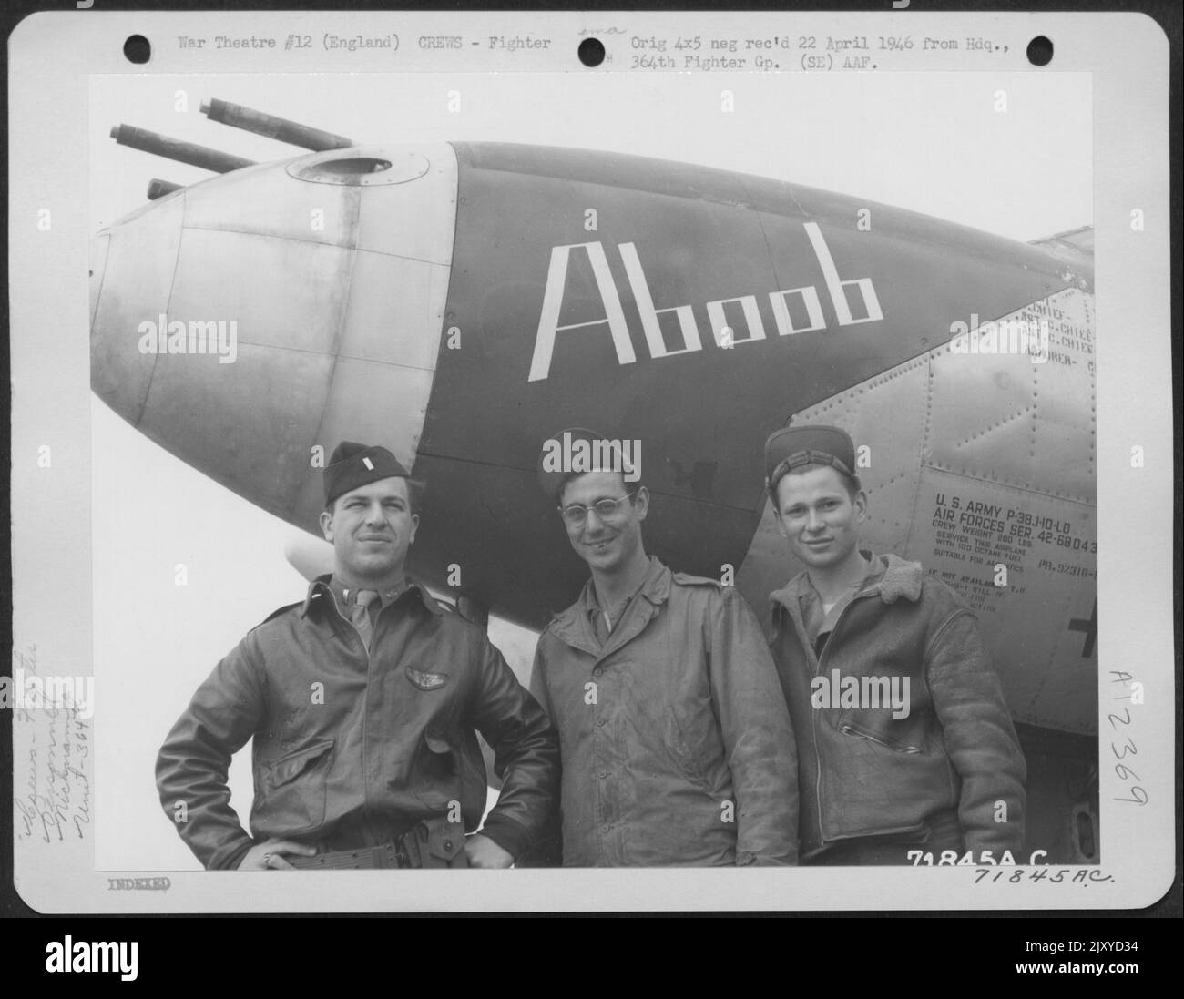 Lt. Lee S. Ayoub (Left) And Two Members Of His Ground Crew Pose Beside ...