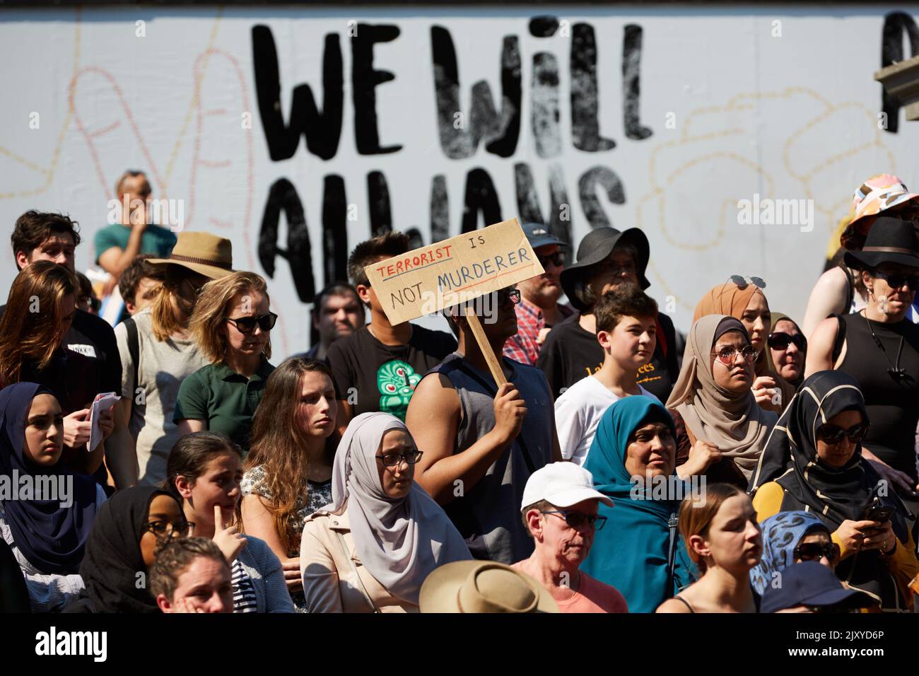 Demonstrators are seen during an anti-racist and anti-fascist rally in ...