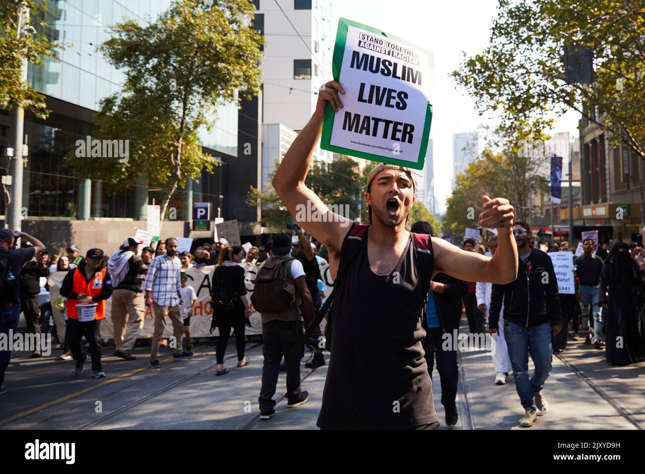 Demonstrators are seen during an anti-racist and anti-fascist rally in ...