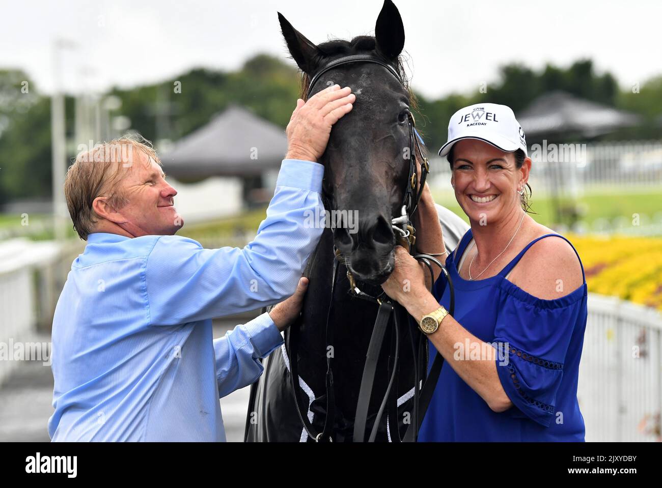 Winning trainer Kelly Schweida (left) and strapper Hayley Nichols ...