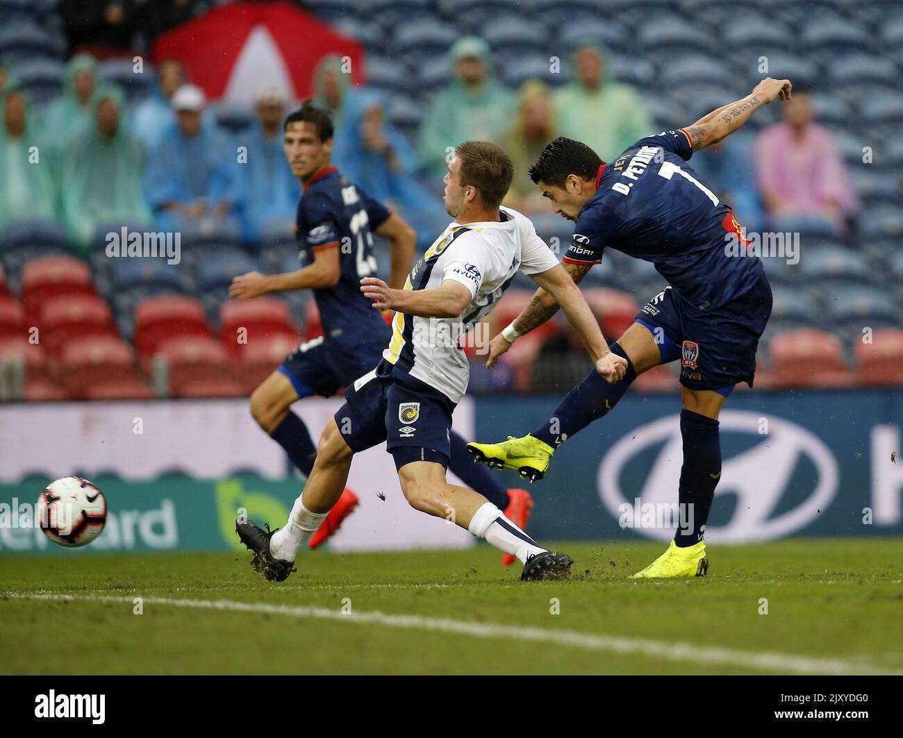Dimitri Petratos of the Jets kicks the ball during the Round 22 A ...