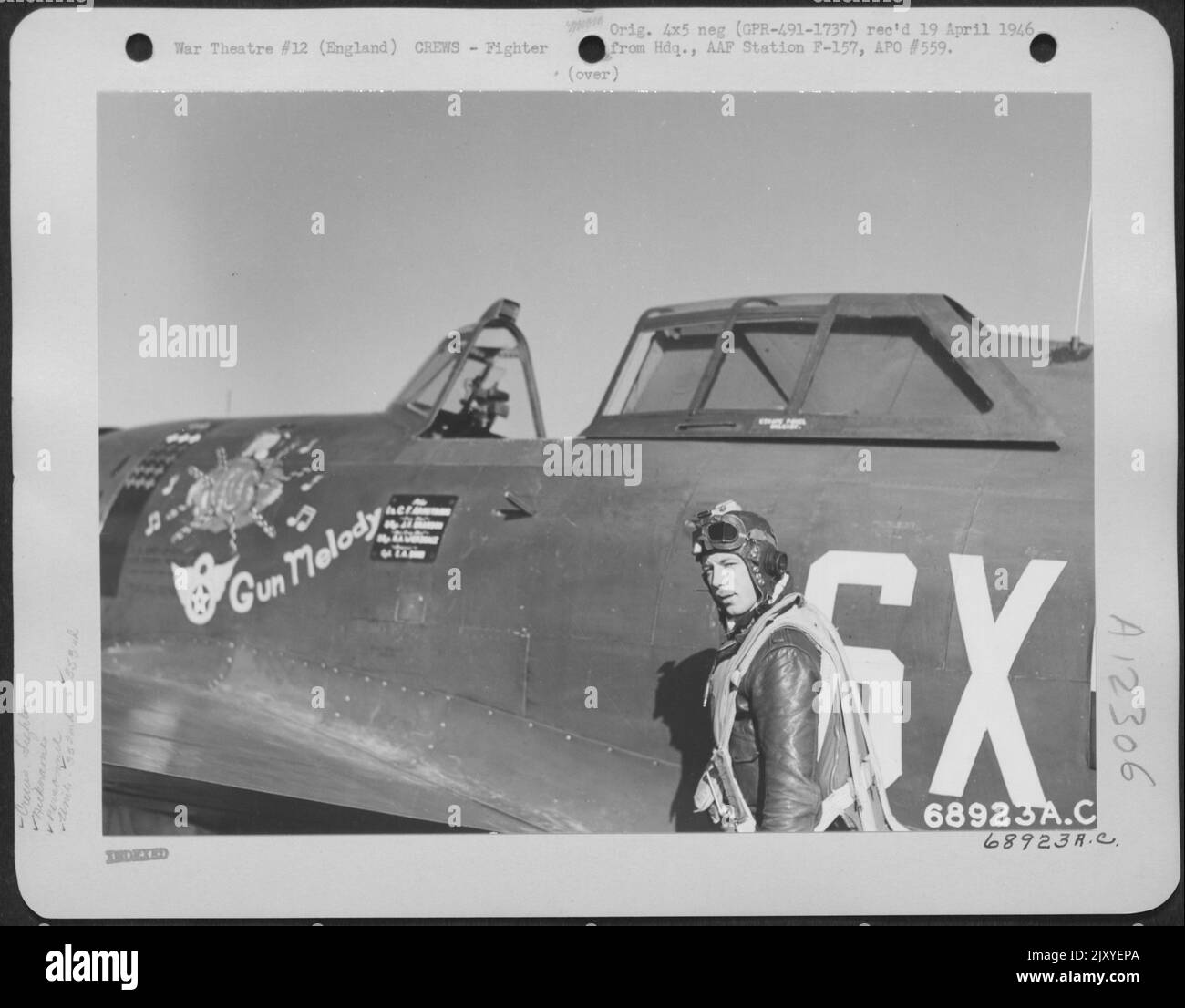 Lt. C.F. Armstrong, Stands By His Republic P-47 "Gun Melody" Of The ...