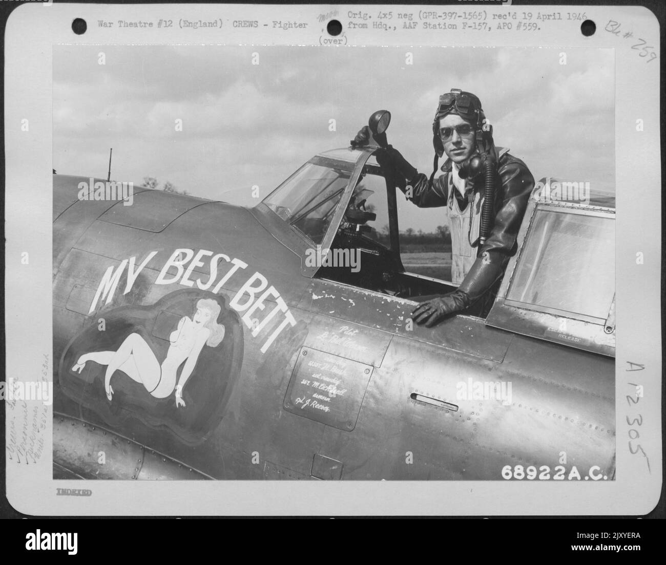 Lt. W.T. Weaver In The Cockpit Of His Republic P-47 "My Best Bett" Of ...