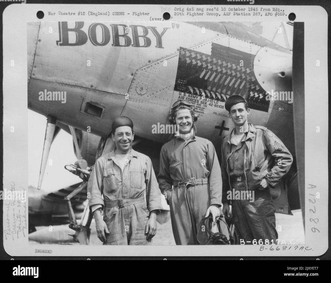 Lt. Reimensnider, Pilot, And Ground Crew Of The Lockheed P-38 "Bobby ...