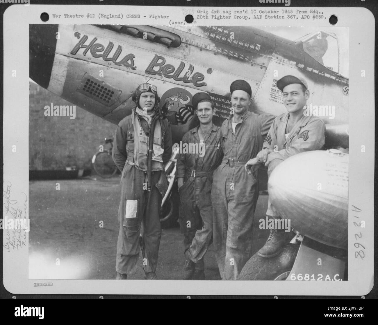 Lt. W.H. Lewis, Pilot, And Ground Crew Beside A North American P-51 ...