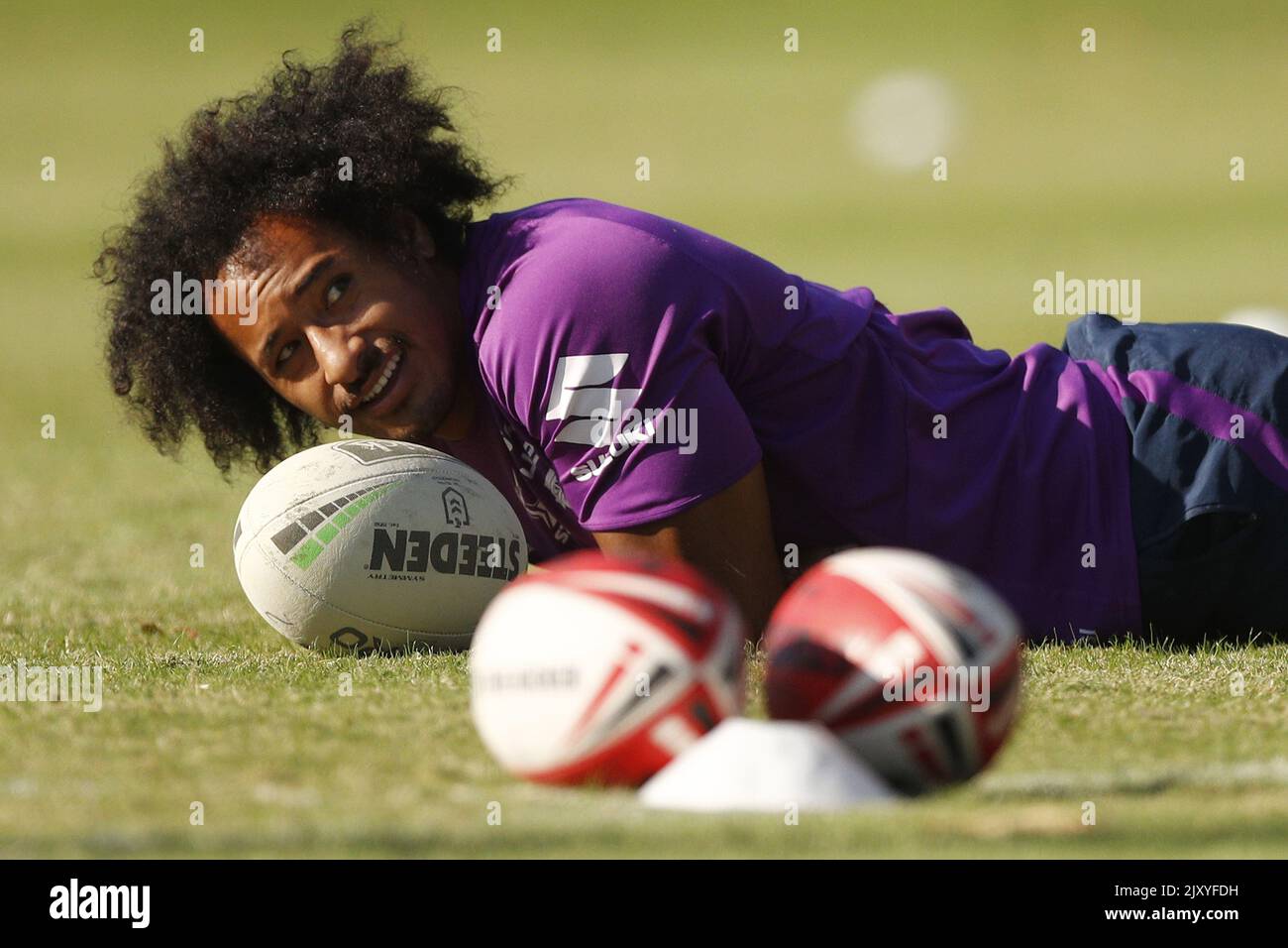 Felise Kaufusi is seen during a Melbourne Storm training session at ...