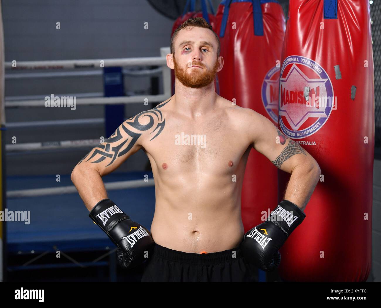 Boxer Dennis Hogan is seen posing for a photograph after a training ...