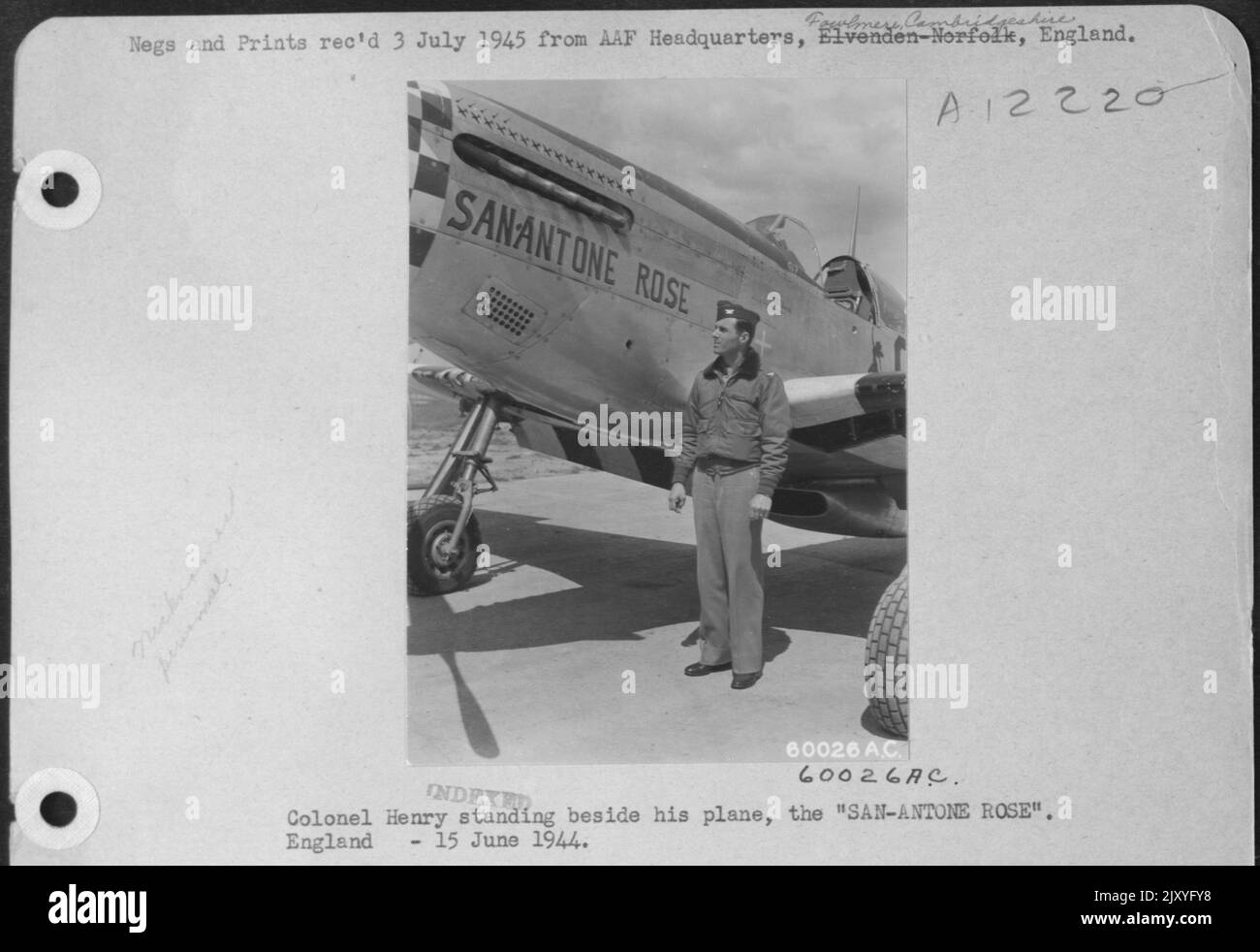 Colonel Henry Standing Beside His Plane, The 'San-Antone Rose'. England ...
