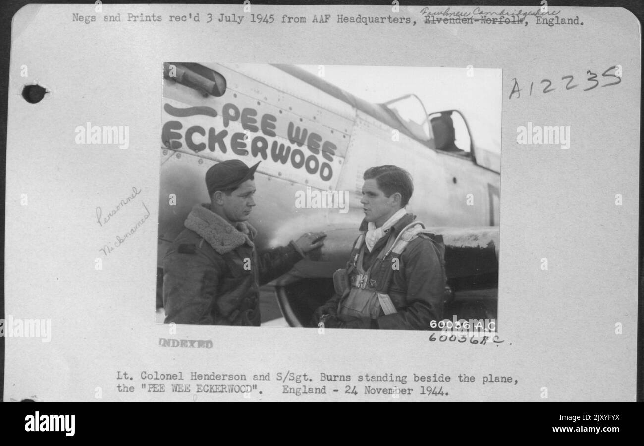 Lt. Colonel Henderson And S/Sgt. Burns Standing Beside The Plane, The ...
