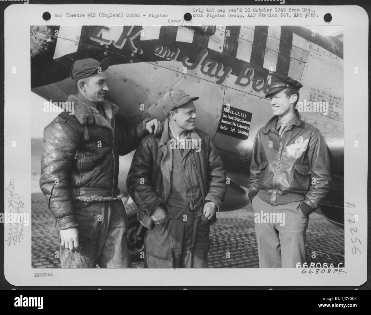 Pilot Lt. J.B. Lee And Ground Crew Beside The North American P-51 'E.K ...