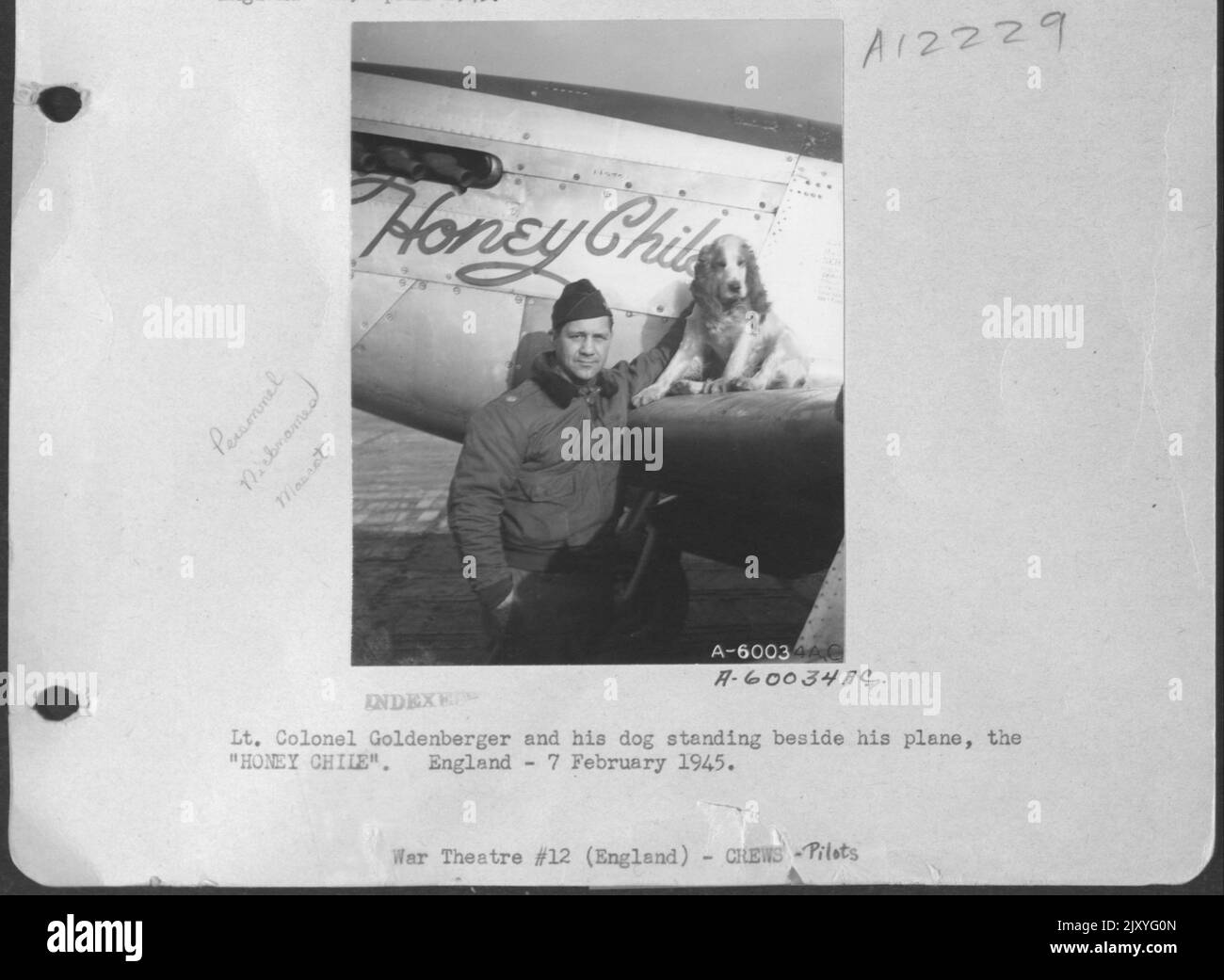 Lt. Colonel Goldenburger And His Dog Standing Beside His Plane, The ...