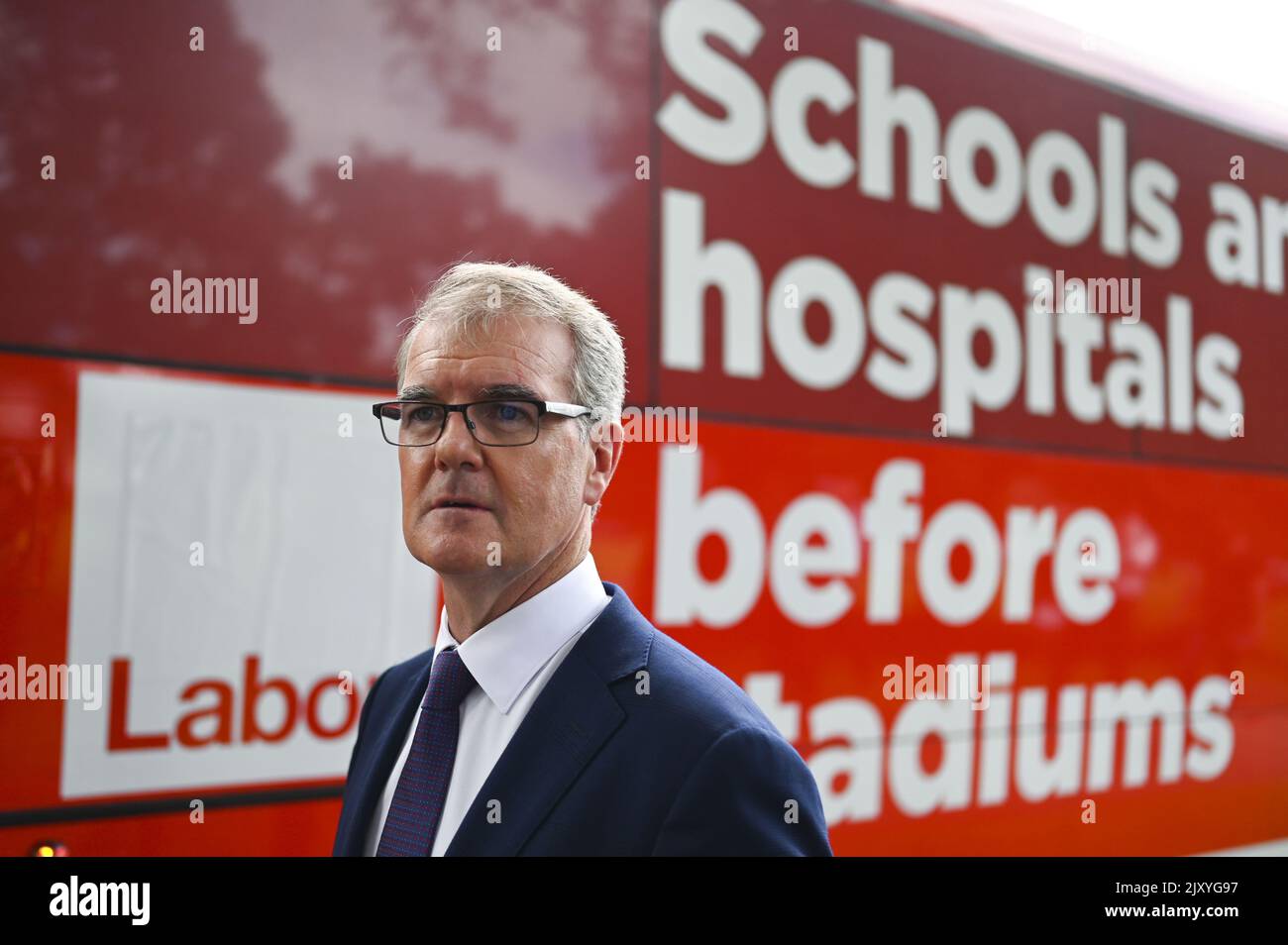 NSW Opposition Leader Michael Daley is seen at the end of an event with ...