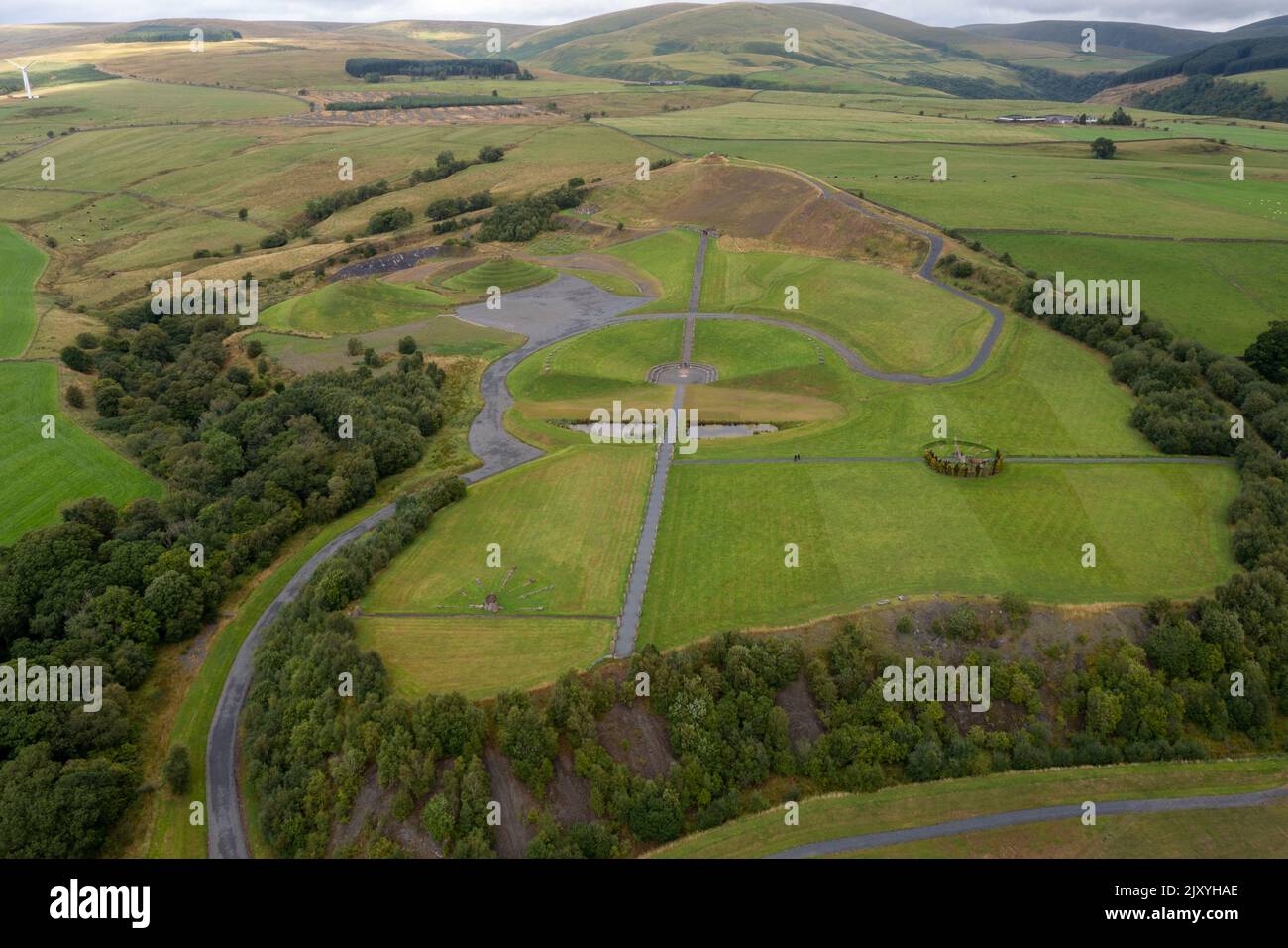 An aerial view of the Crawick Multiverse land art complex in Dumfries ...