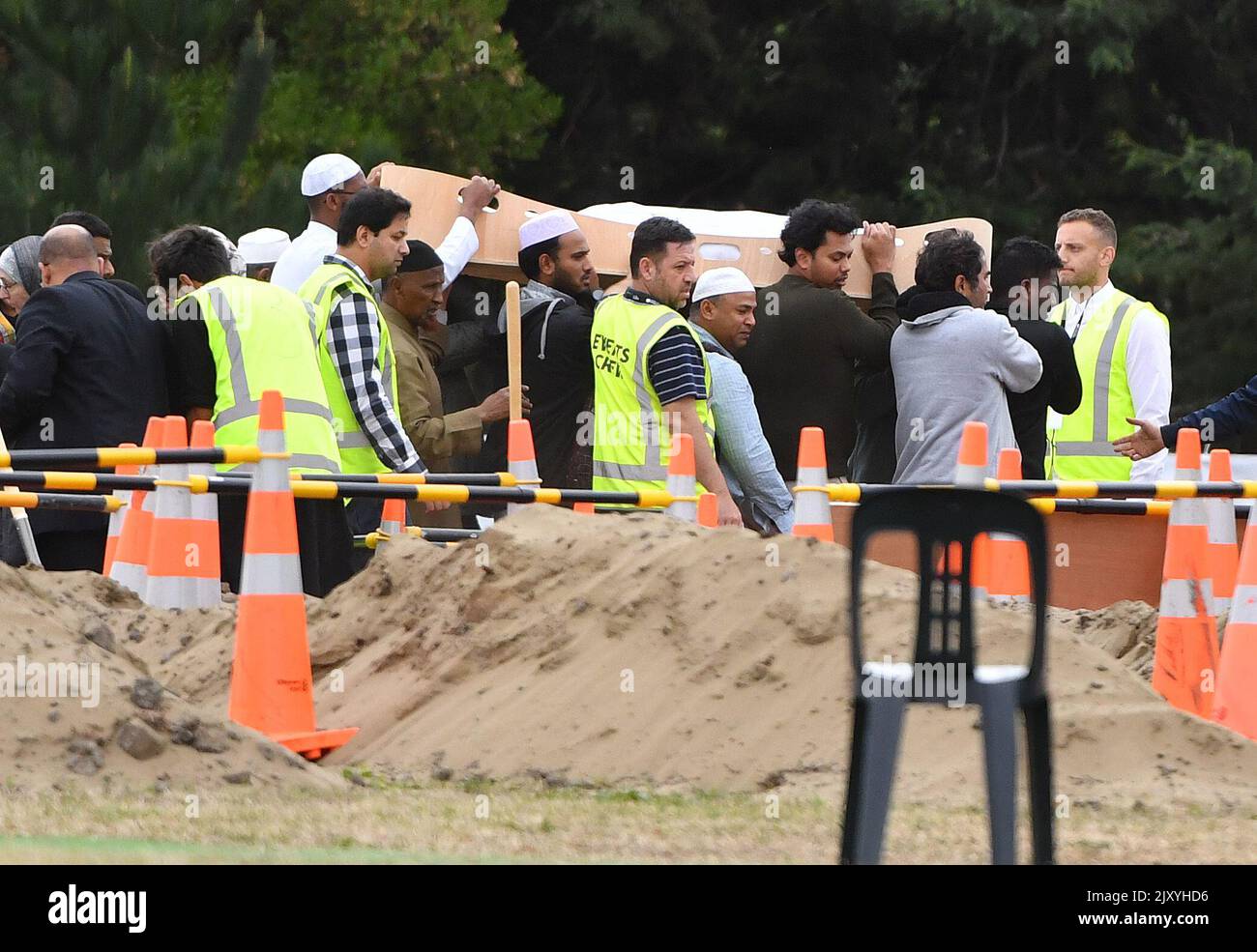 Mourners carry the casket of Hussein Mohamed Khalil Moustafa, aged 65 ...