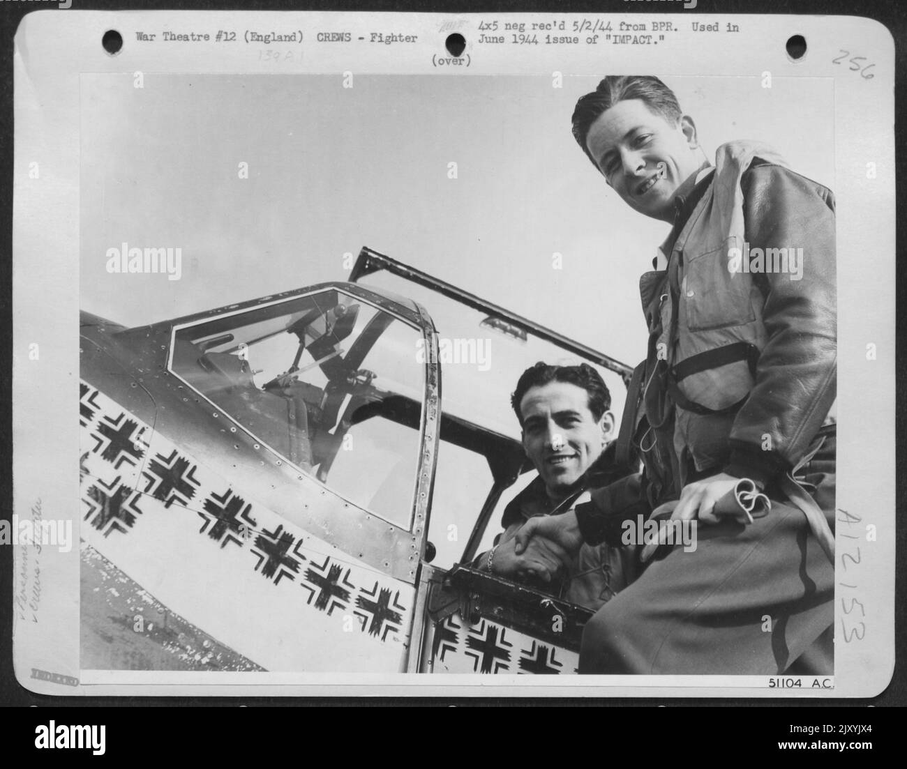 ENGLAND-Capt. Don Gentile (left) and an unidentified friend Stock Photo ...