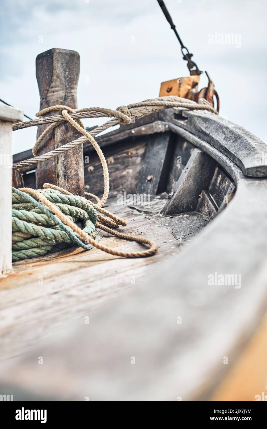 Bow of old wooden boat. High quality photo Stock Photo - Alamy