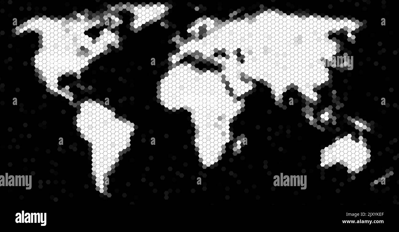 Honeycomb style Pixelated Word Map. Good for 3D Texture, Bump or ...